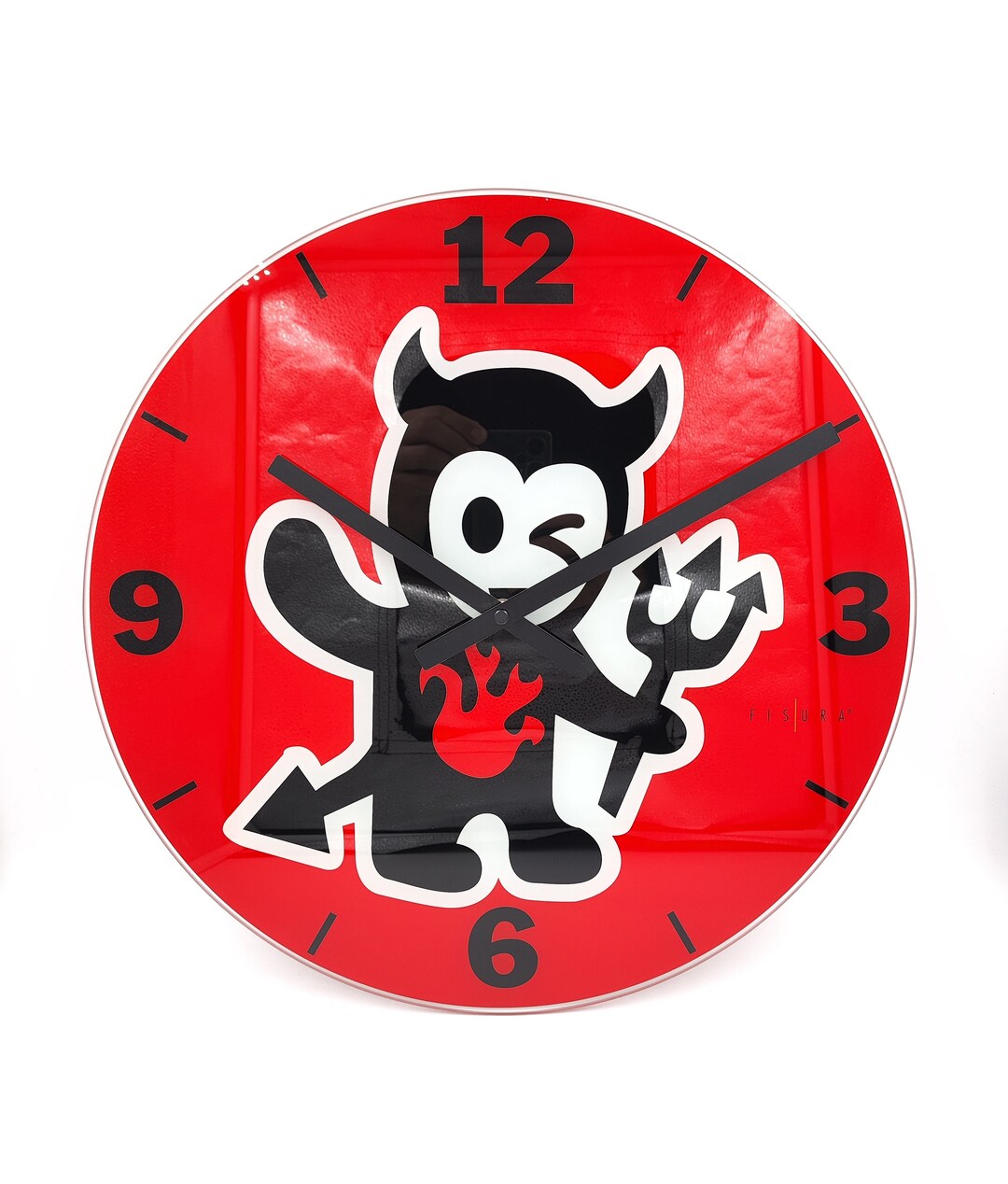 Glass Wall Clock, Devil Figure Wall Clock, Fisura Wall Clock, Wall ...