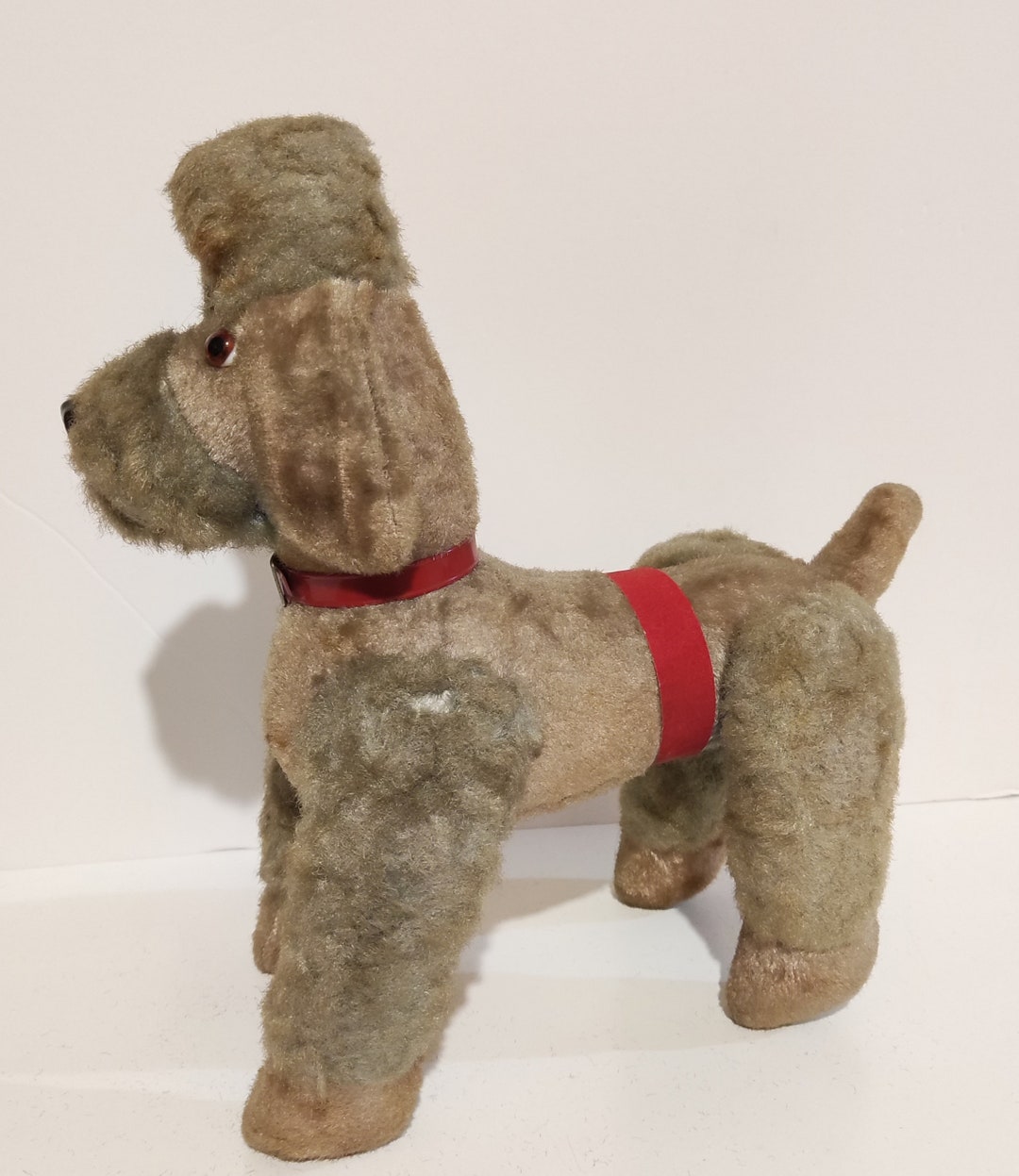 Cane barboncino animale farcito vintage snodato, cane farcito di paglia ...