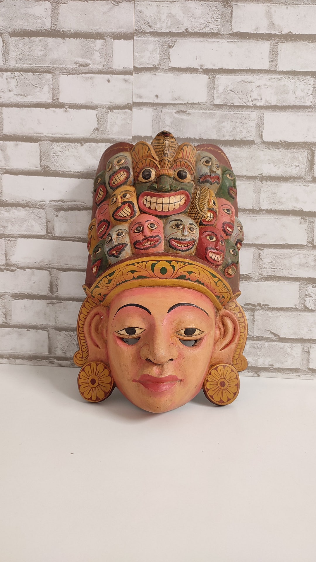 Maha Kola Sanni Mask Demon Mask Thailand Hand Carved Wood Ceremonial ...