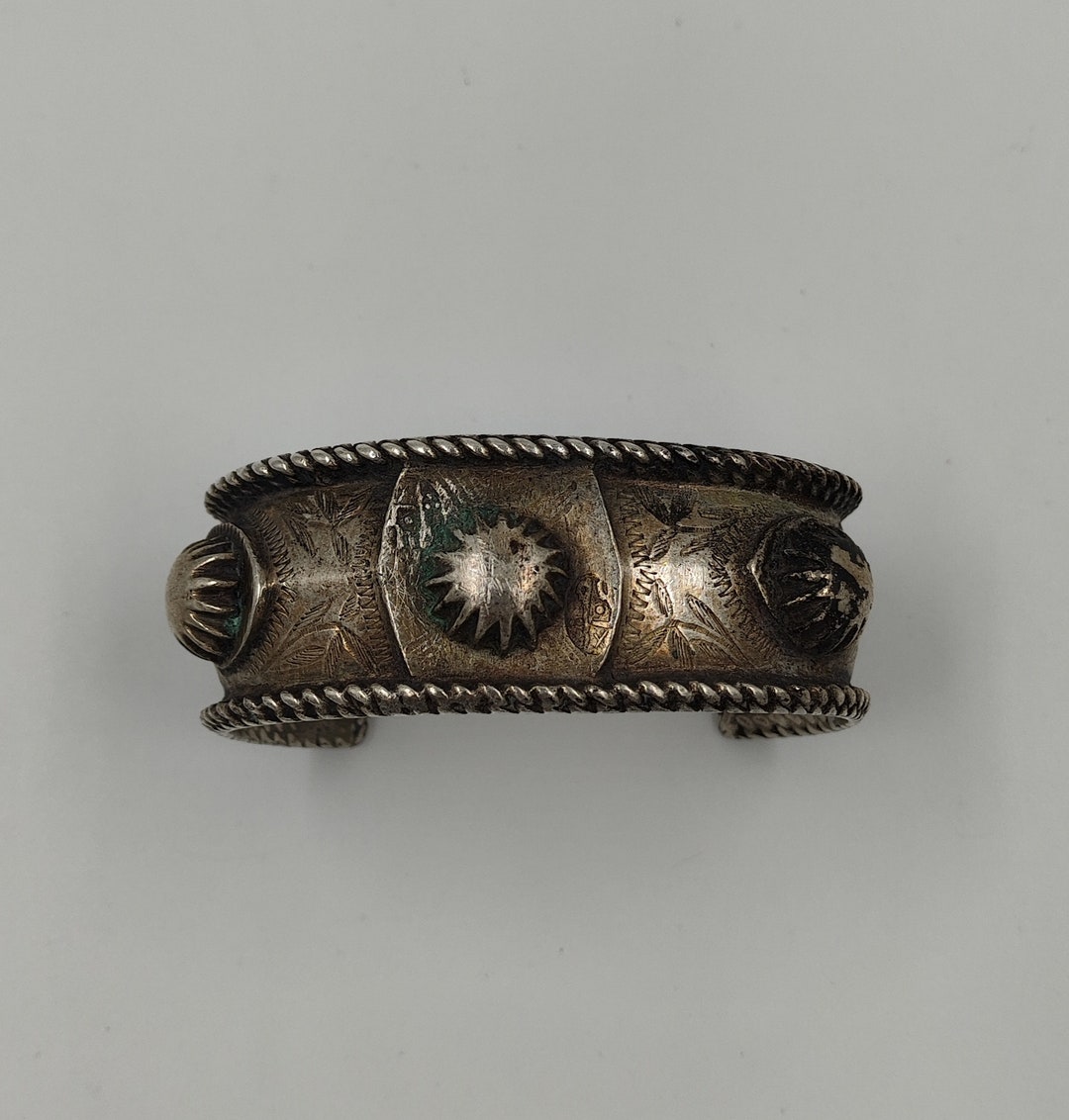 Antique Palestinian Haydari Silver Cuff Bracelet, Traditional Bethlehem ...