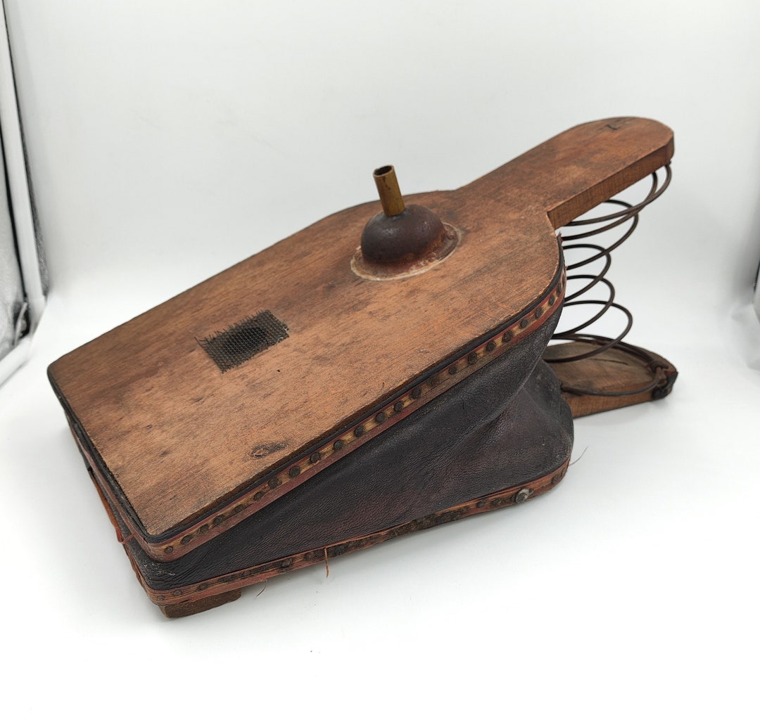 Antique Foot Bellow, Vintage Bellow, Vintage Foot Pump, Leather Bellow ...