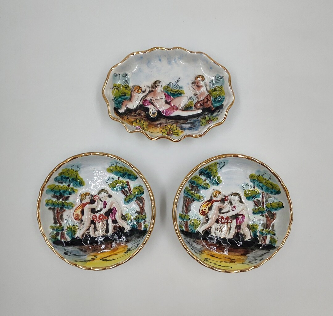 Vintage Capodimonte Fine Porcelain Plates, Capodimonte Cherub Plates ...