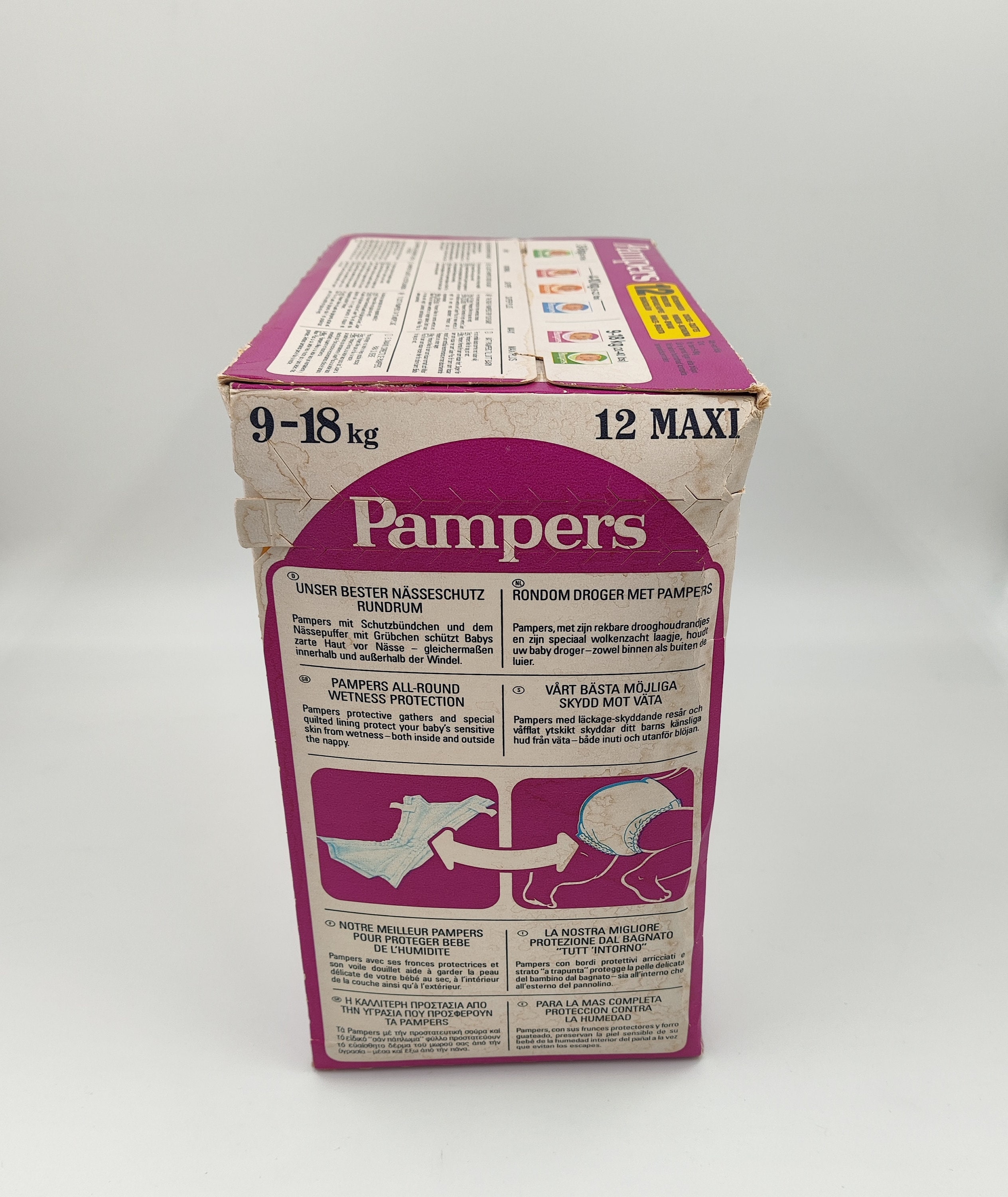 Vintage Pampers 12 MAXI Box 9-18 Kg, 20-40 Lbs, Collectible Memorabilia ...