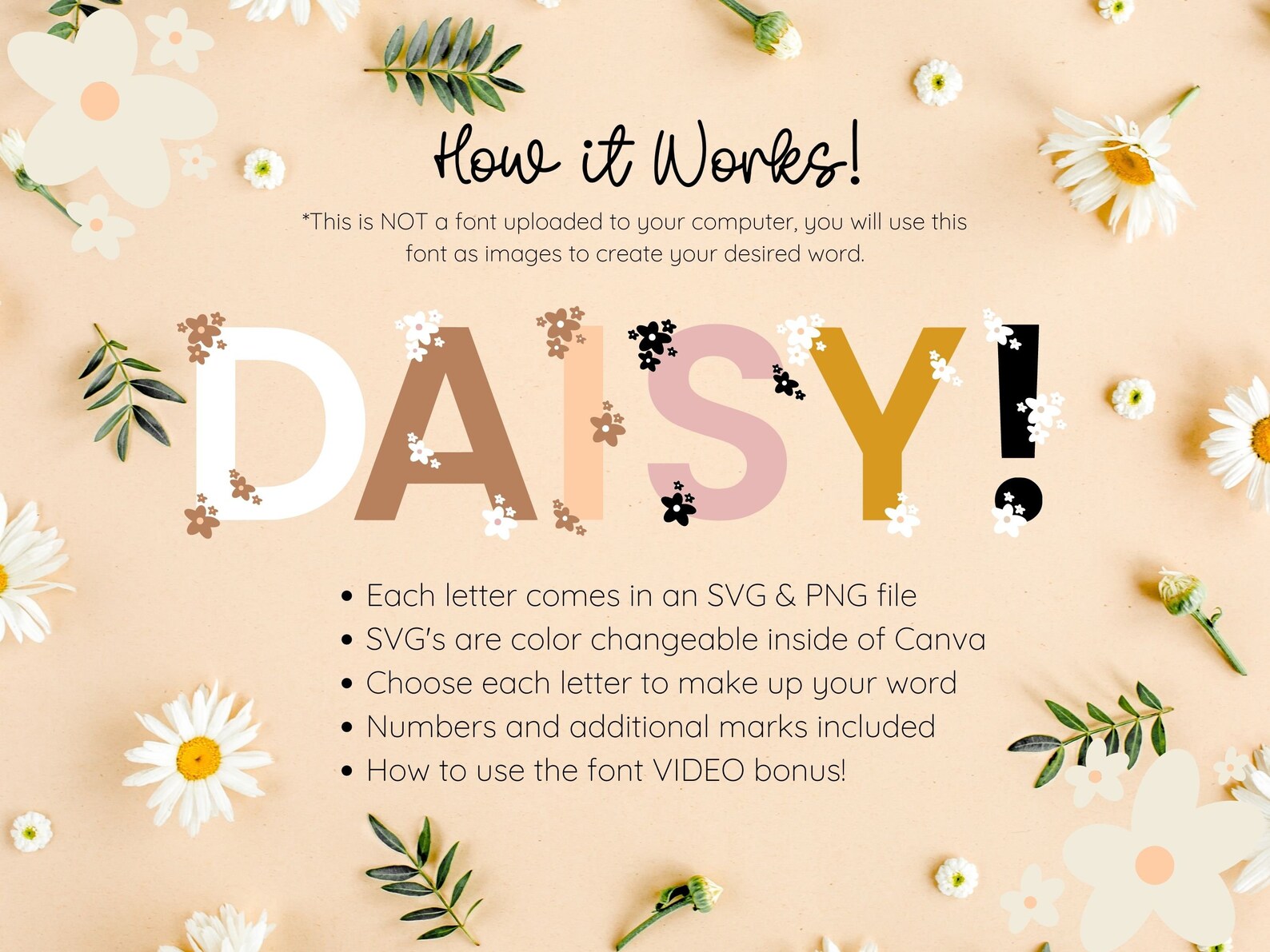 Daisy SVG, Daisy PNG, Daisy Font, Retro Font, Groovy Font, Boho Font ...