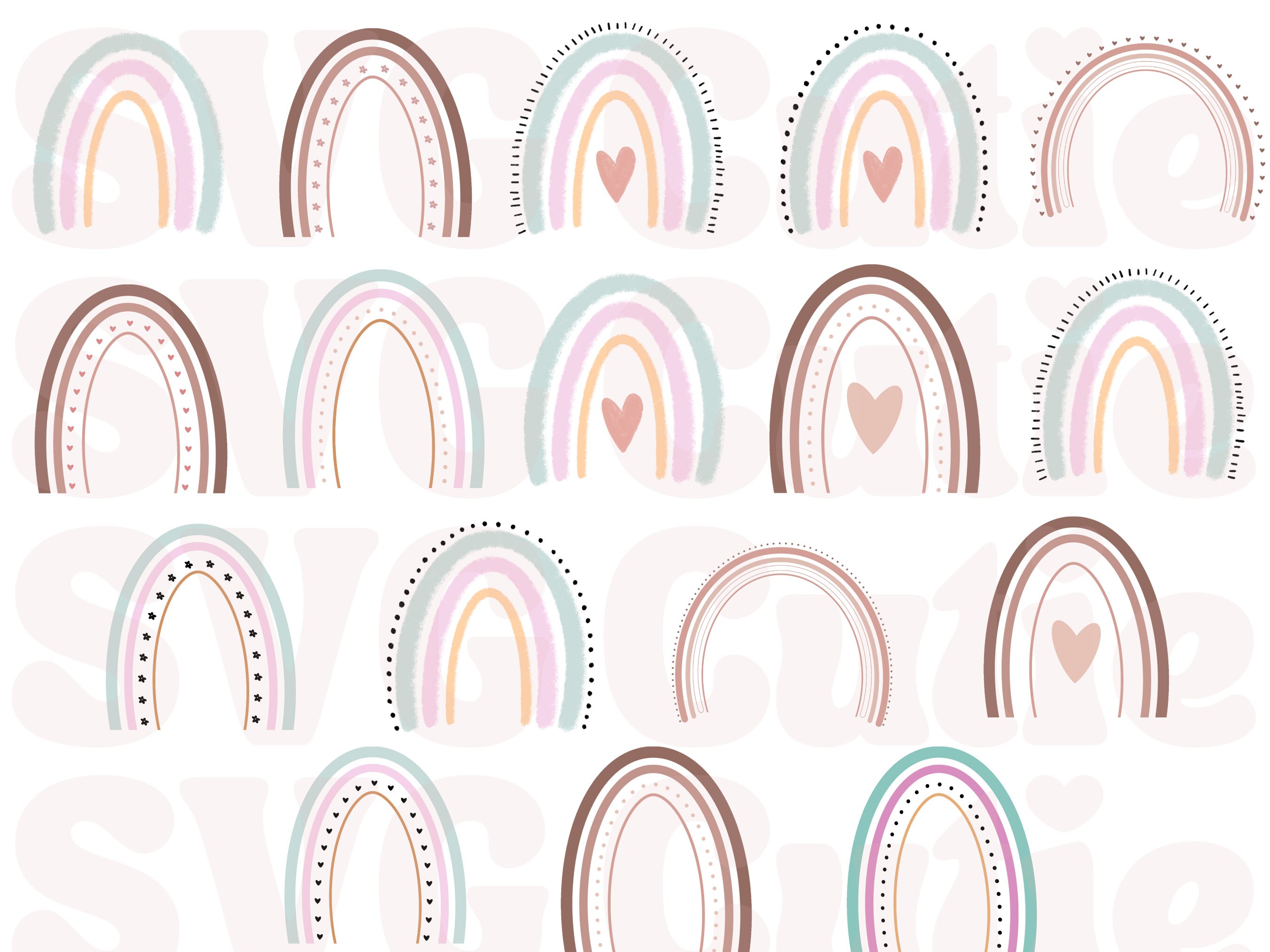 Boho Rainbow SVG, Hand Drawn Rainbow SVG, Boho SVG, Boho Rainbow Png ...