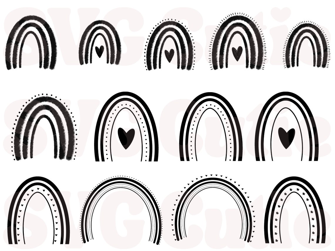 Boho Rainbow SVG, Hand Drawn Rainbow SVG, Boho SVG, Boho Rainbow Png ...