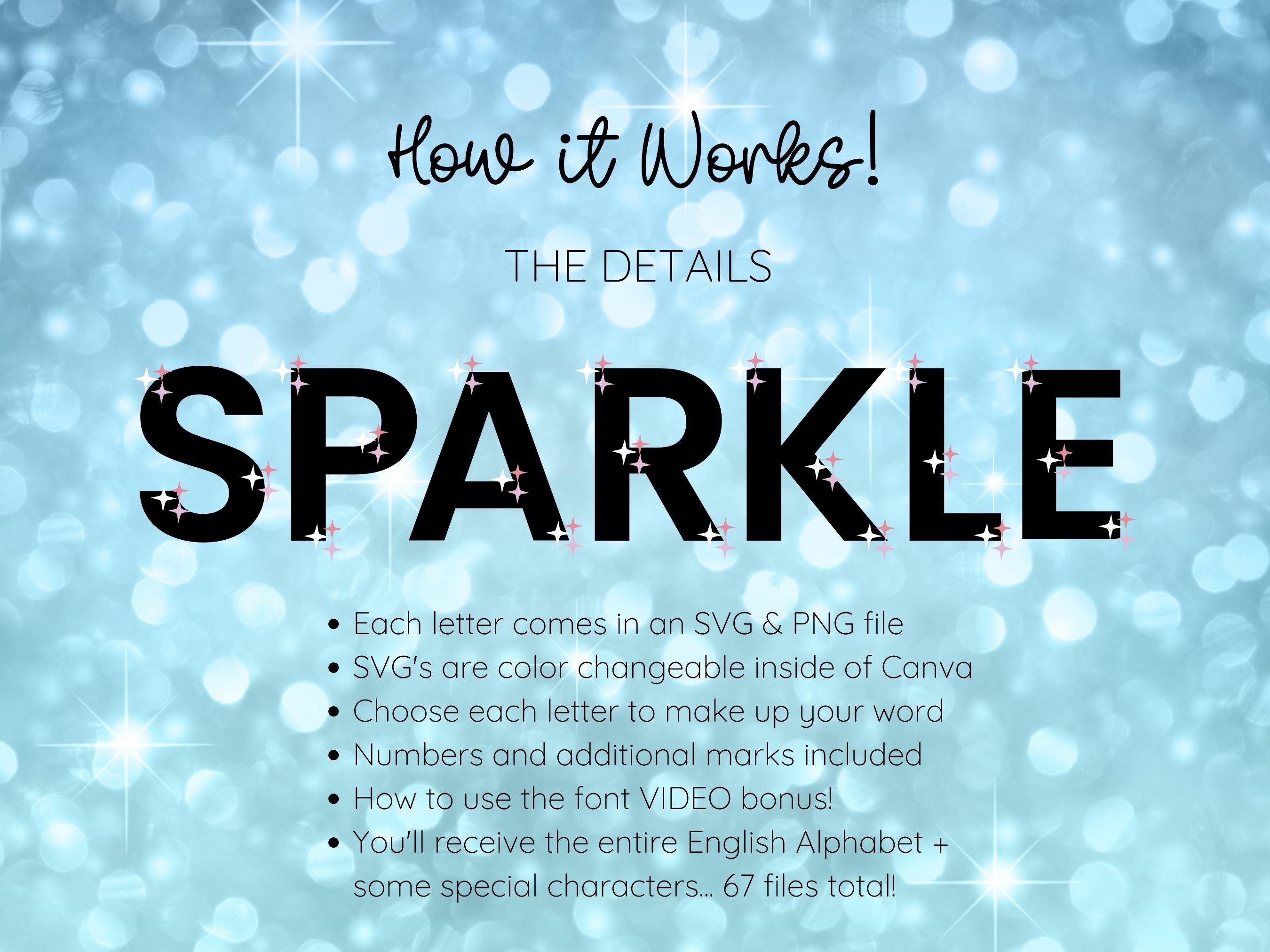 Sparkly Font, Alphabet Clipart, Glitter Letters, Sparkle SVG, Sparkle ...