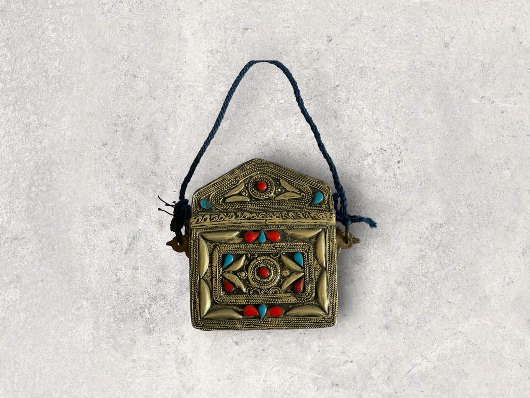 Tibetan Antique GAO Prayer Box Copper Brass Silver Etched Tin - Etsy