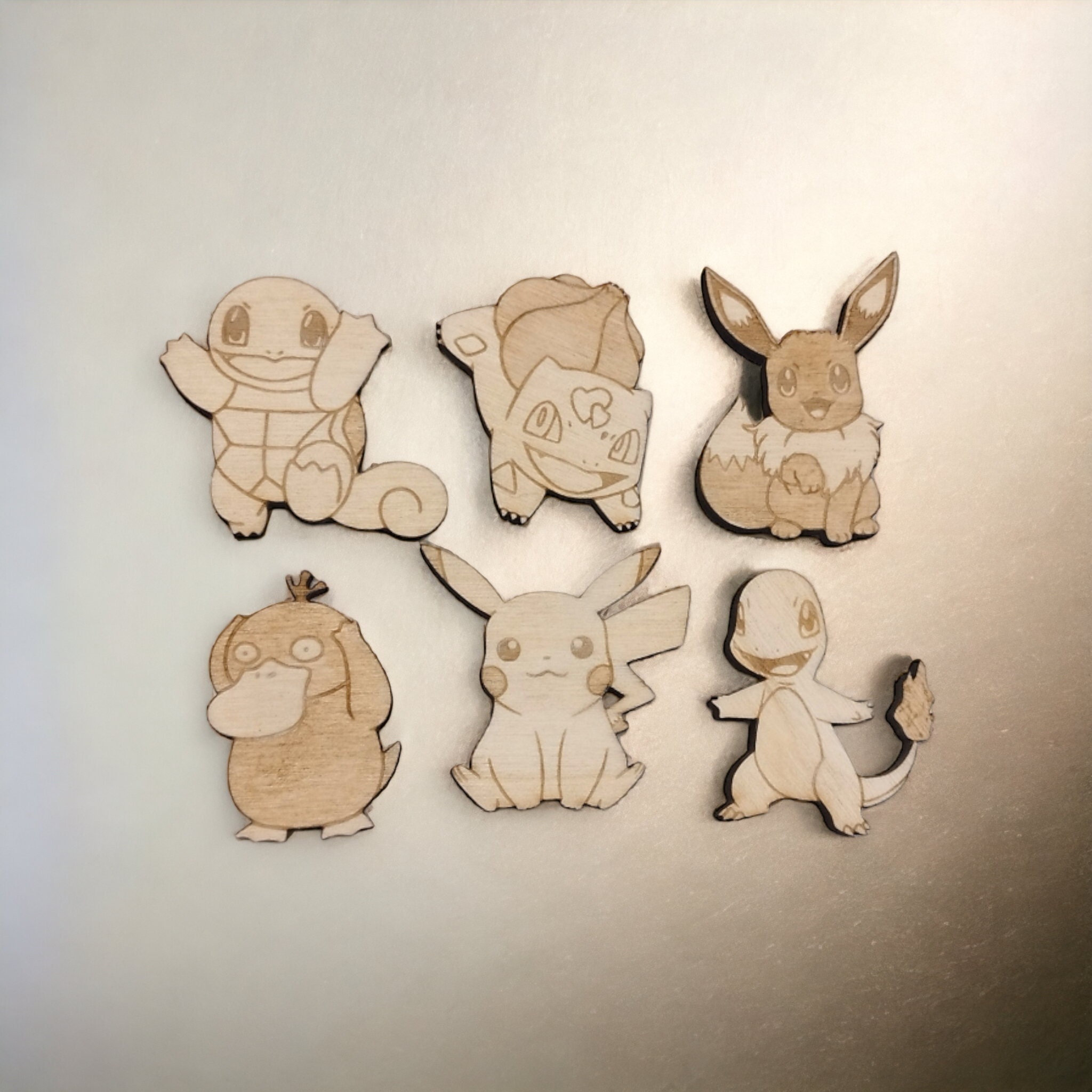Set of 6 Pokemon Wooden Magnets & Pins Exclusive Brooch/magnet ...
