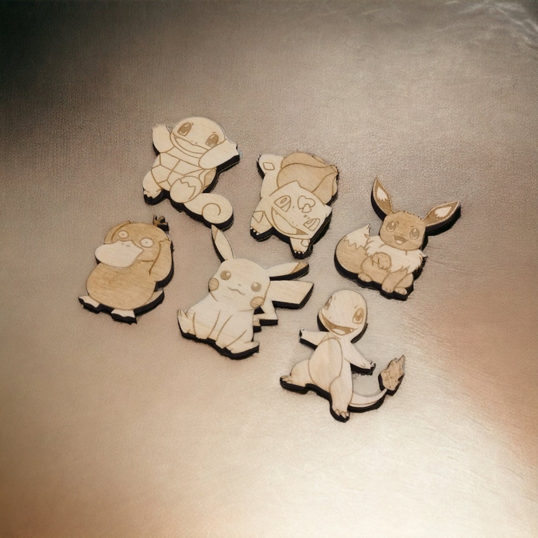 Set of 6 Pokemon Wooden Magnets & Pins Exclusive Brooch/magnet ...