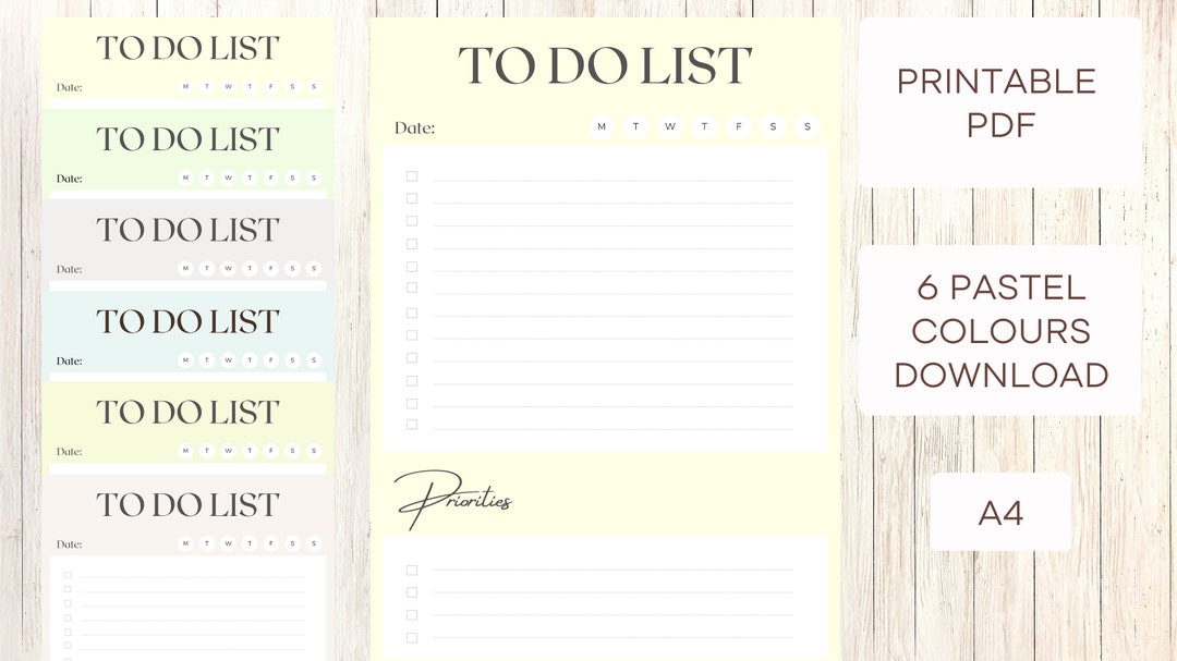 Printable to Do List, Daily To-do List, Planner, Pastel Colours, Task ...