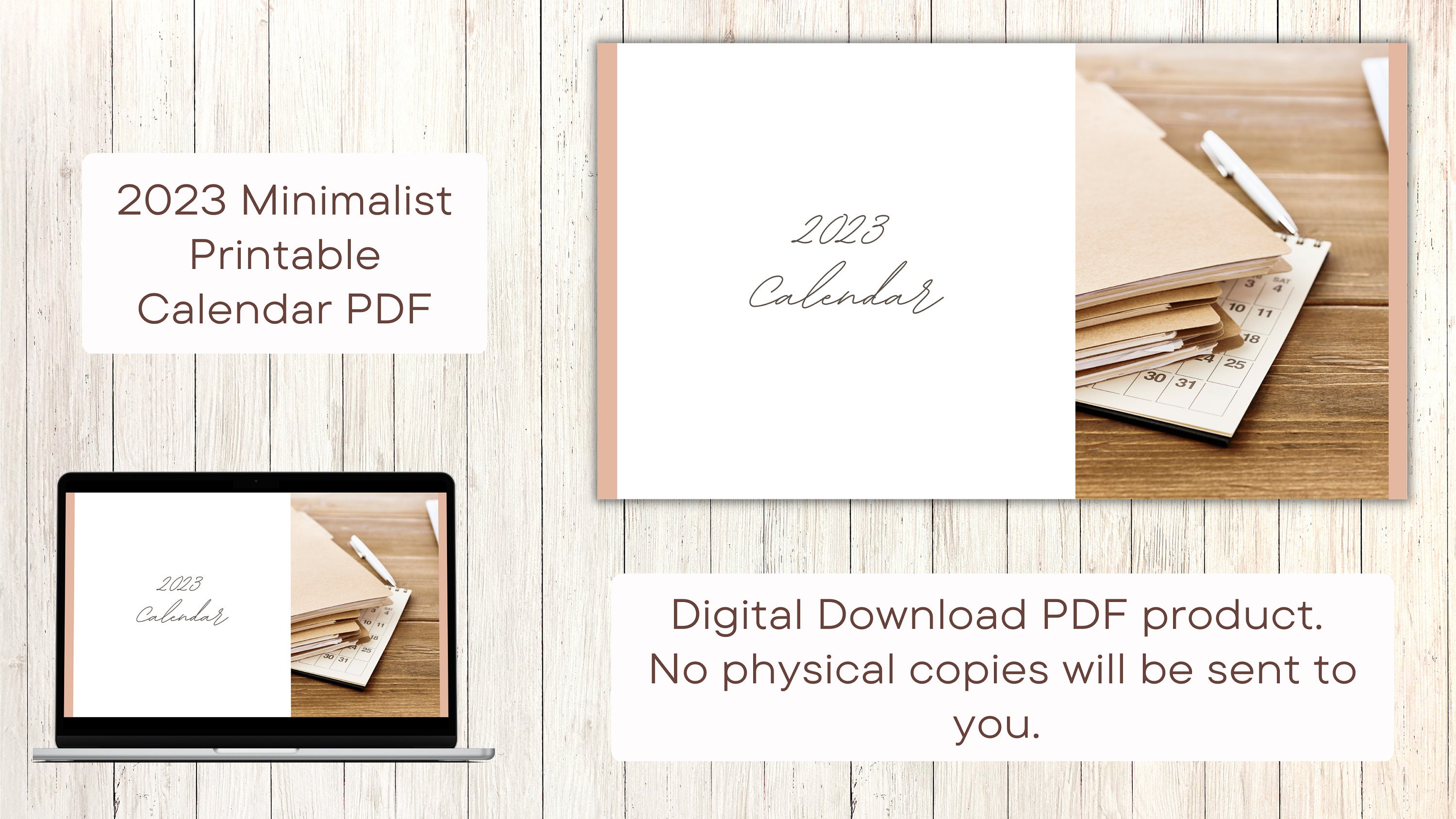 2023 Printable Calendar Landscape, Minimalist Monthly Calendar 2023 ...