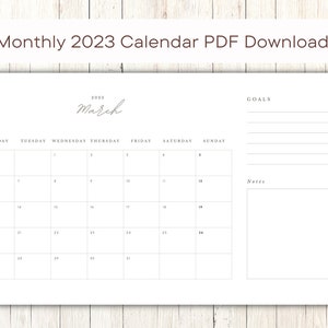 2023 Printable Calendar Landscape, Minimalist Monthly Calendar 2023 ...