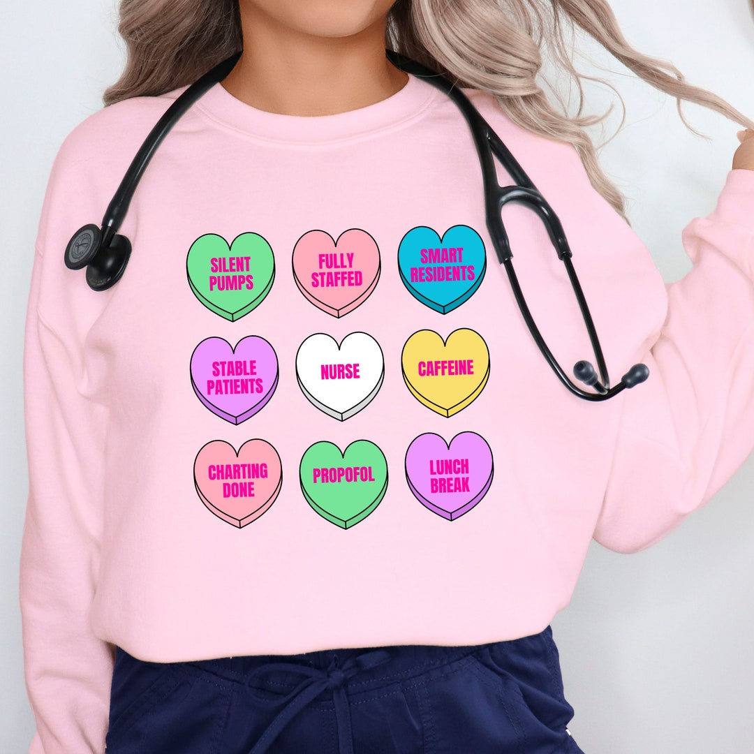 Funny Valentine's Nursing Sweatshirt With Candy Hearts Emergency ...