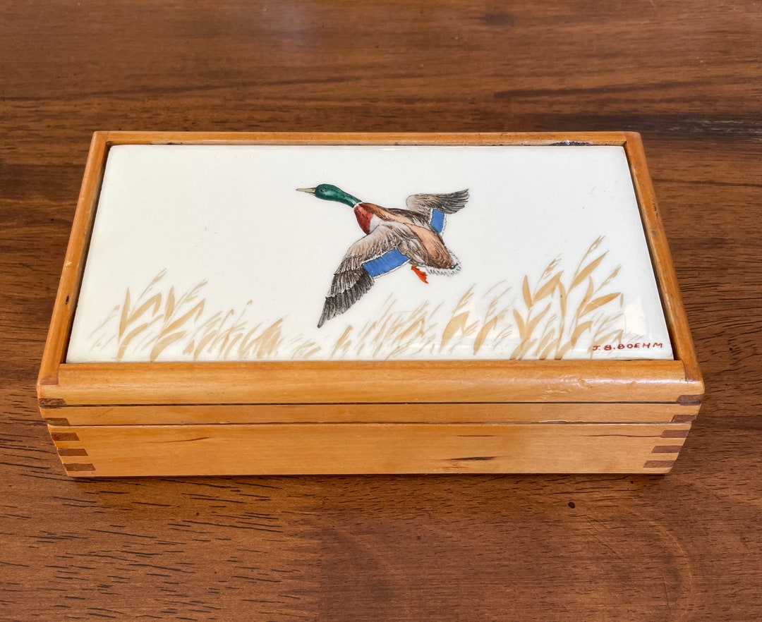 Mallard Duck Cigarette Box Humidor I Painted Porcelain Tile Top by JB ...