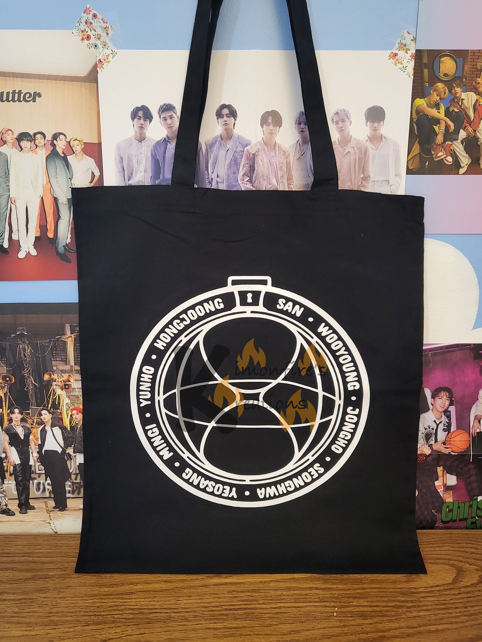 Ateez Compass With Member's Names Canvas Tote Bag Ateez Shopping Bag ...