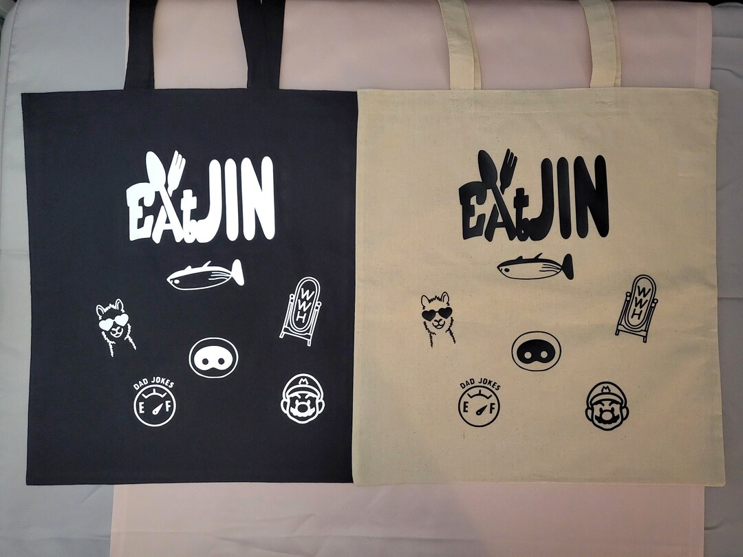Jin Inspired Canvas Tote Bag | Kpop Shopping Bag | Kimonfireskreations ...