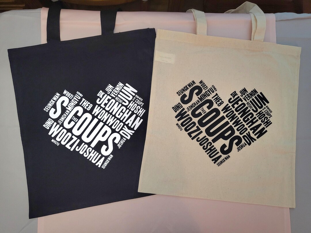SVT Heart Names Canvas Tote Bag | Kpop Seventeen Shopping Bag ...