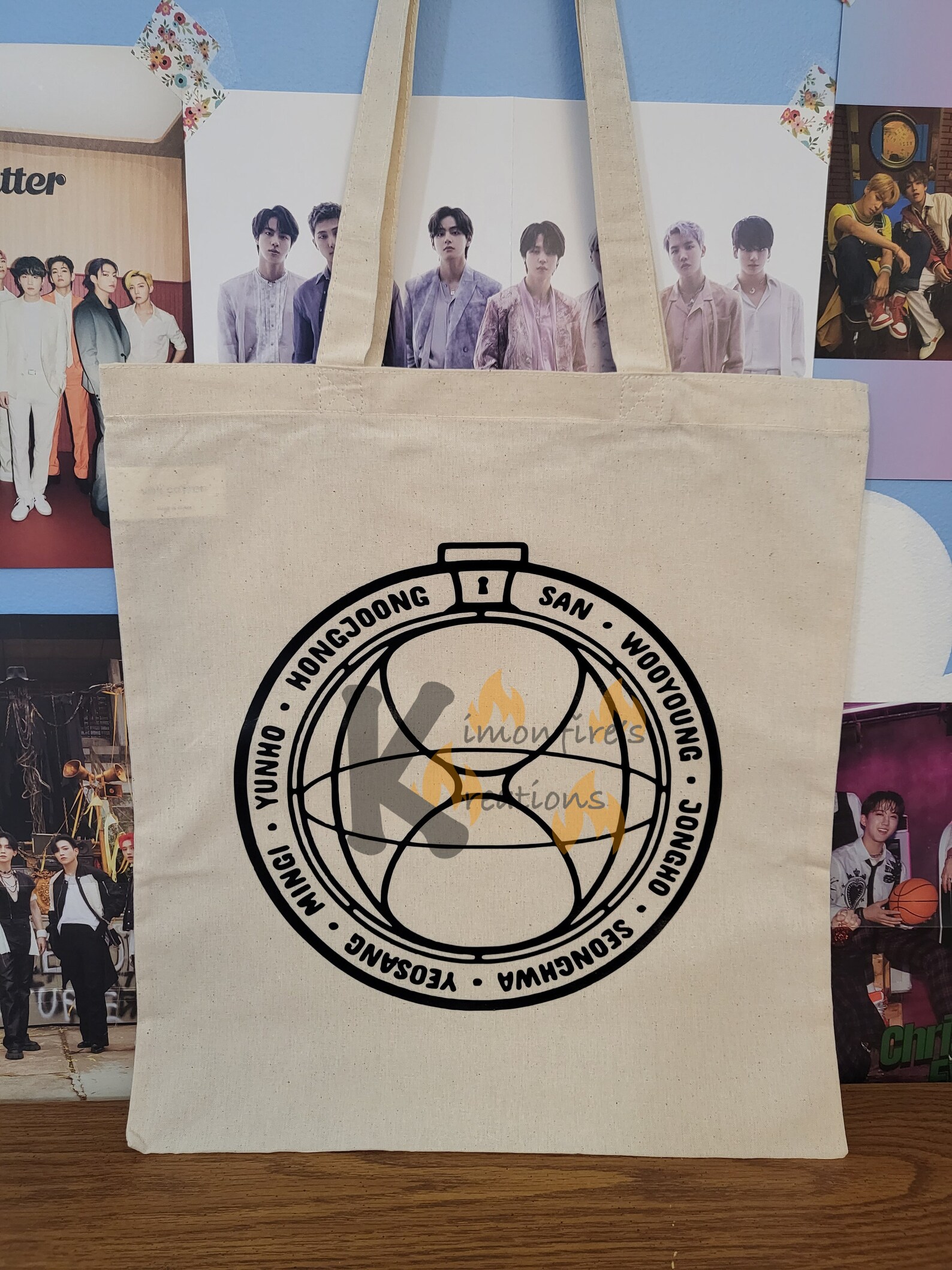 Ateez Compass With Member's Names Canvas Tote Bag Ateez Shopping Bag ...