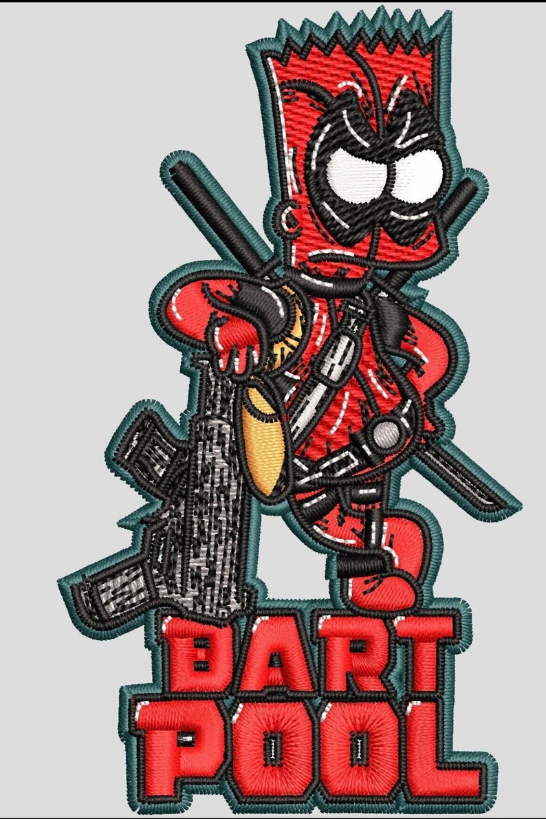 Embroidery File, Digital File, Embroidery Machine, Bart Pool Designs, Dead Pool Design, PES File ...