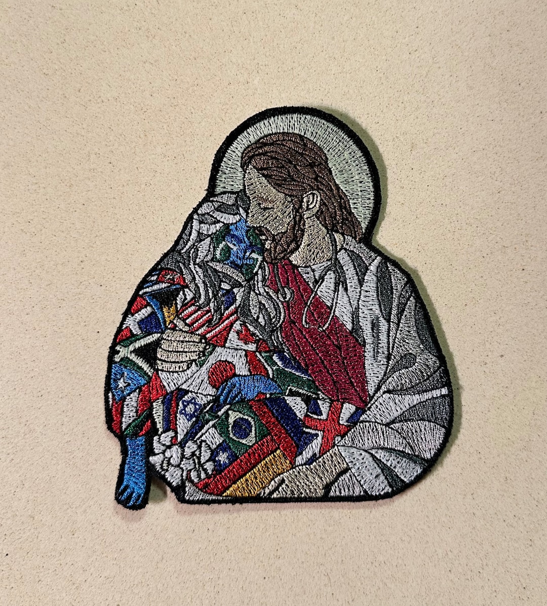 Patch for Ironing Jesus the Savior Holding the World | Flags Patches ...