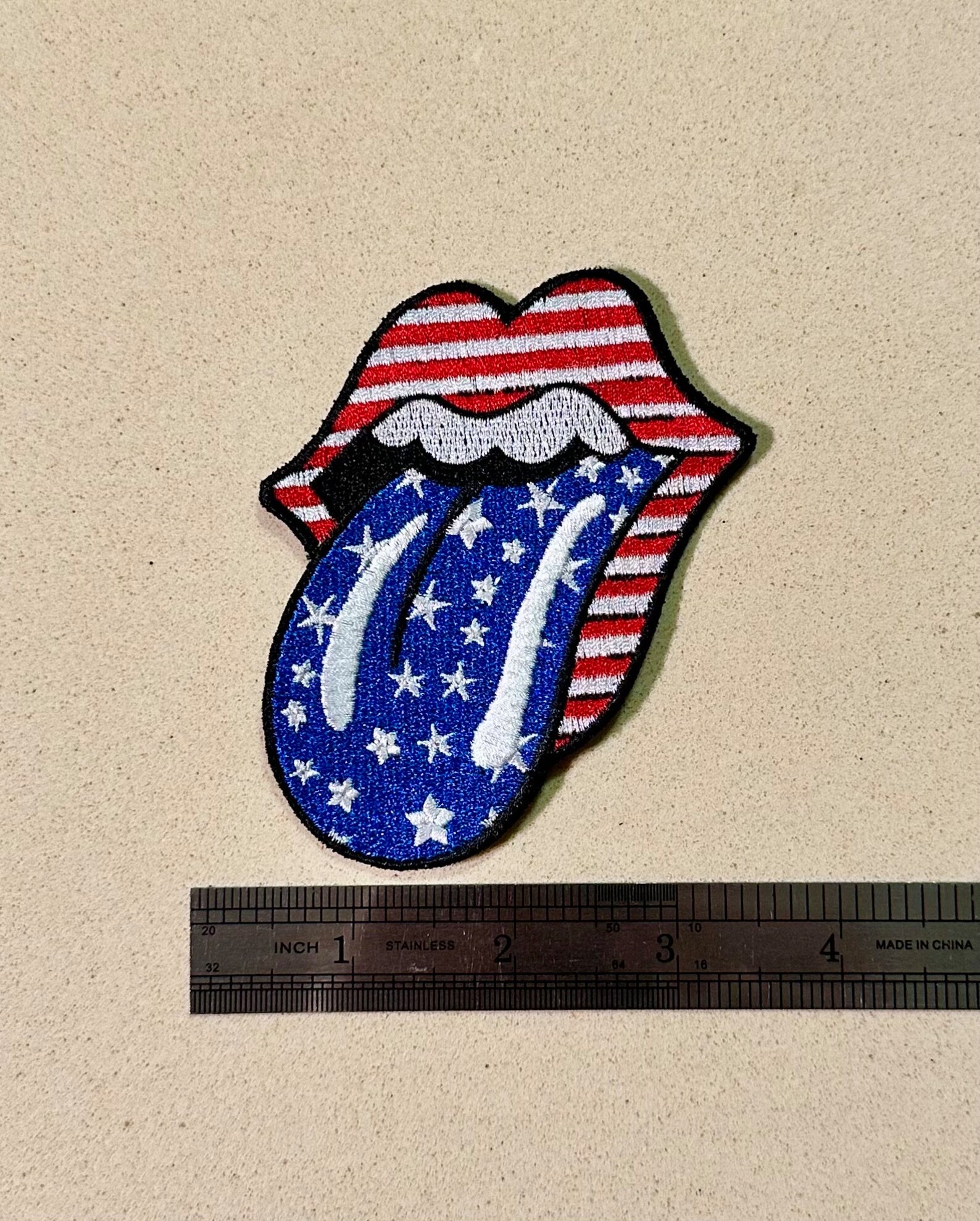 Patch for Ironing Tongue Sticking Out American Flag Flag Patches, USA ...