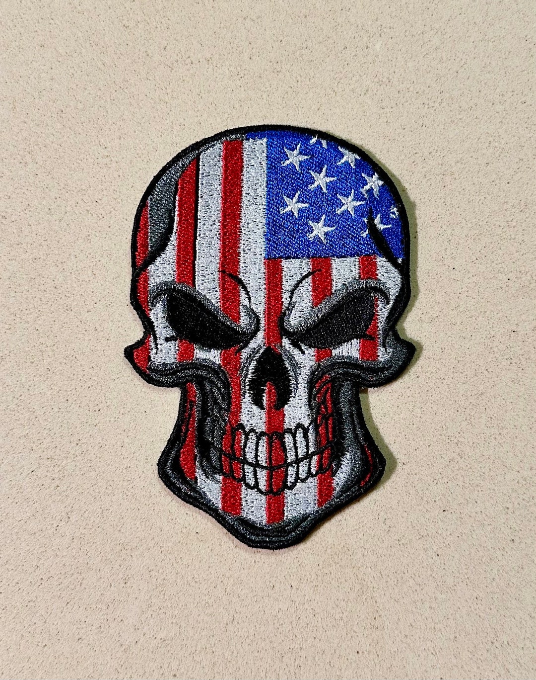 Patch for Ironing American Flag Skull | Flag Patches, USA Patches ...