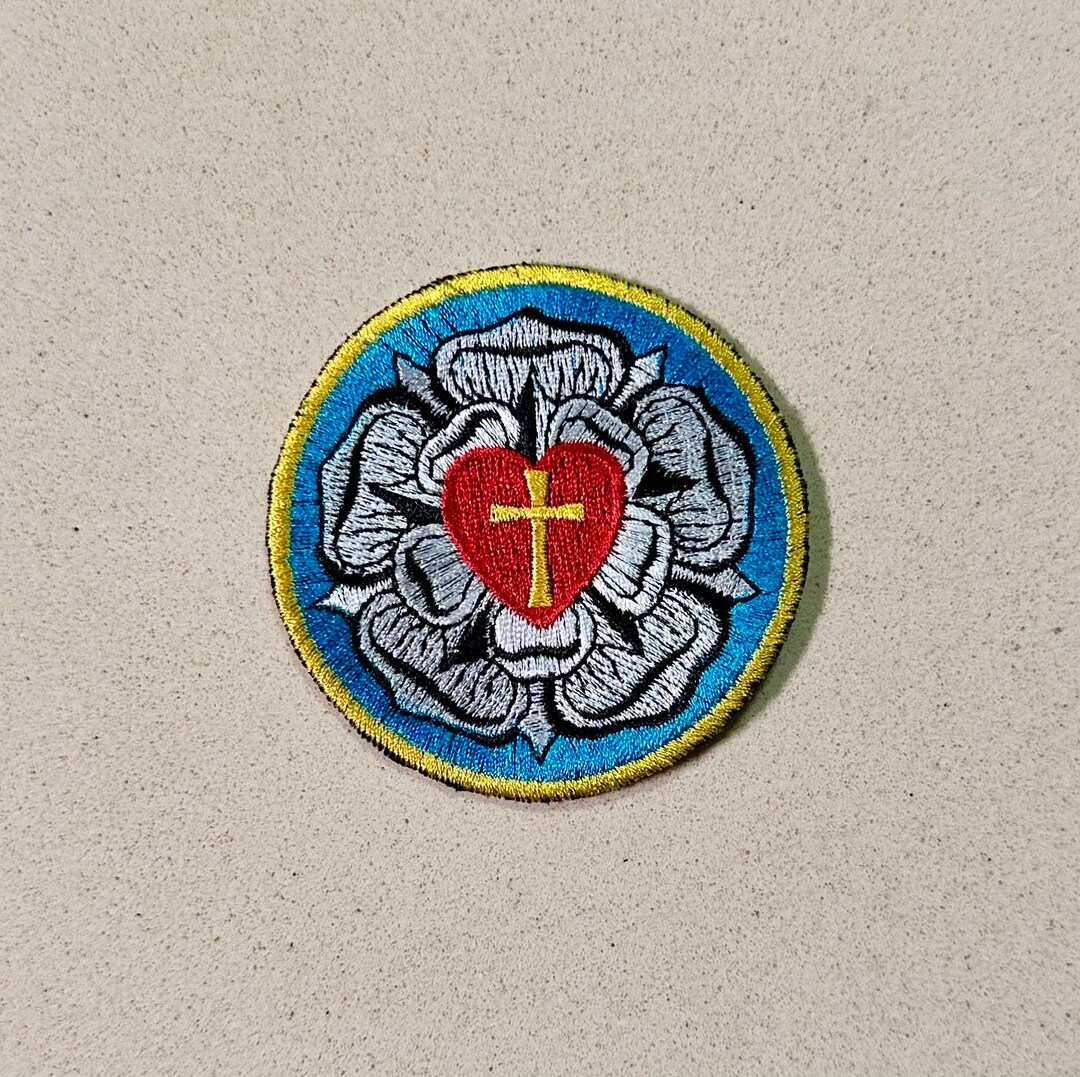 Patch for Ironing Circled Design With a Heart and Cross | Christian ...