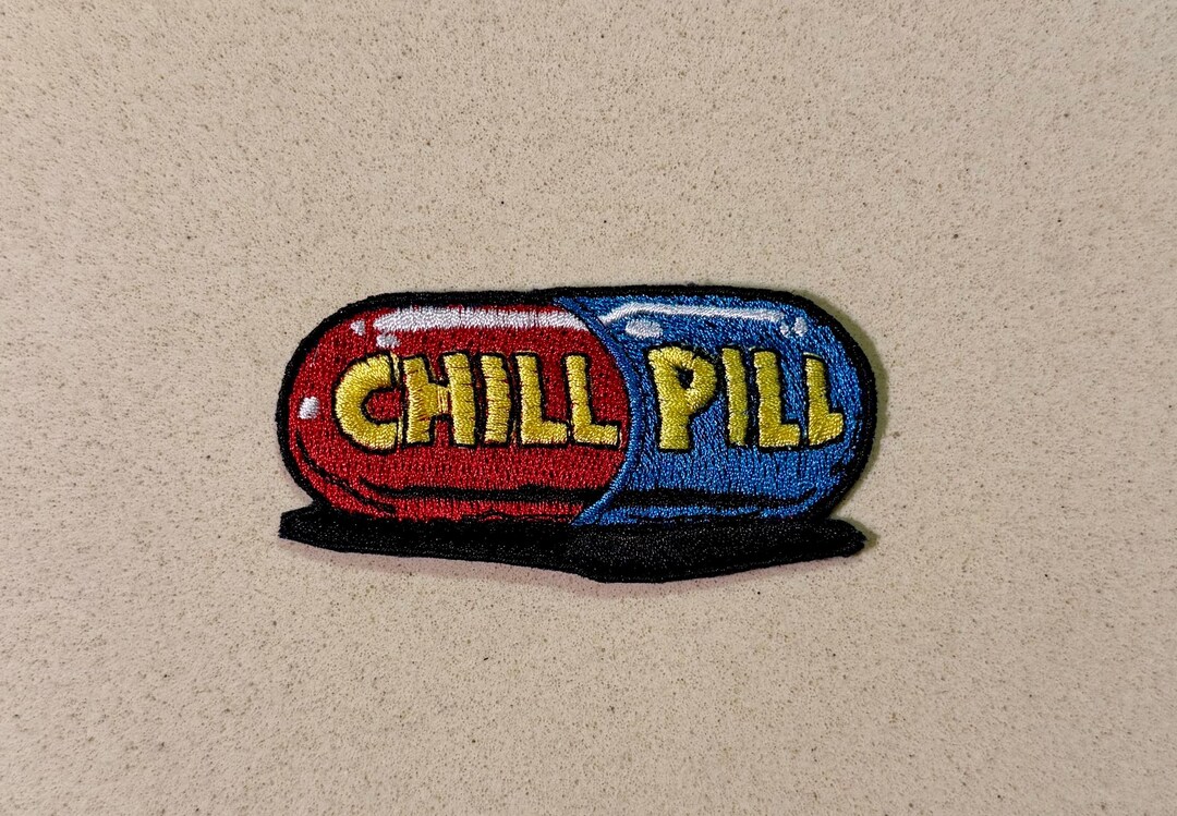 Patch for Ironing Red and Blue Chill Pill | Fun Patches, Cool Patches ...