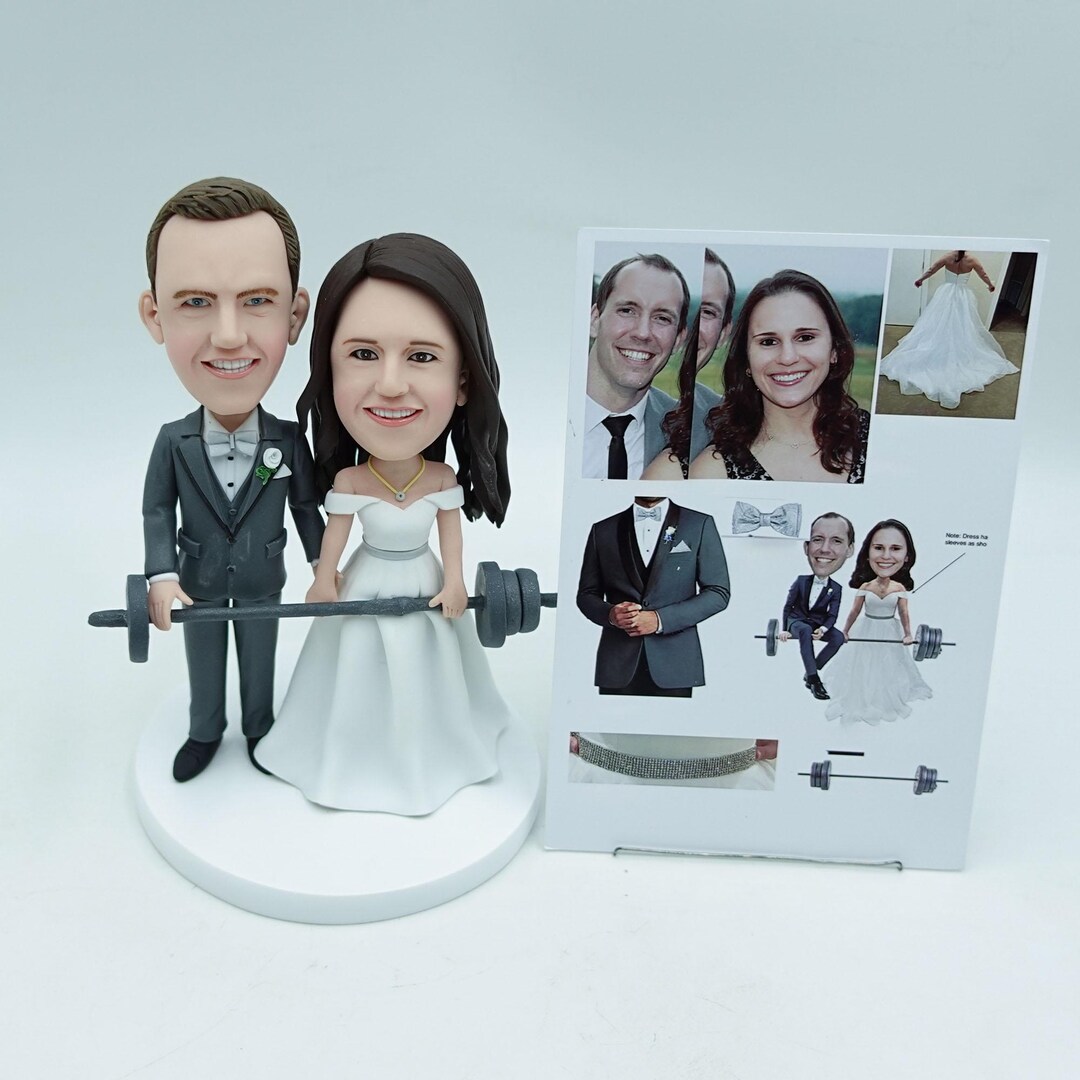 Custom Bobblehead Wedding Cake Topper, Custom Barbell Lifting Wedding ...