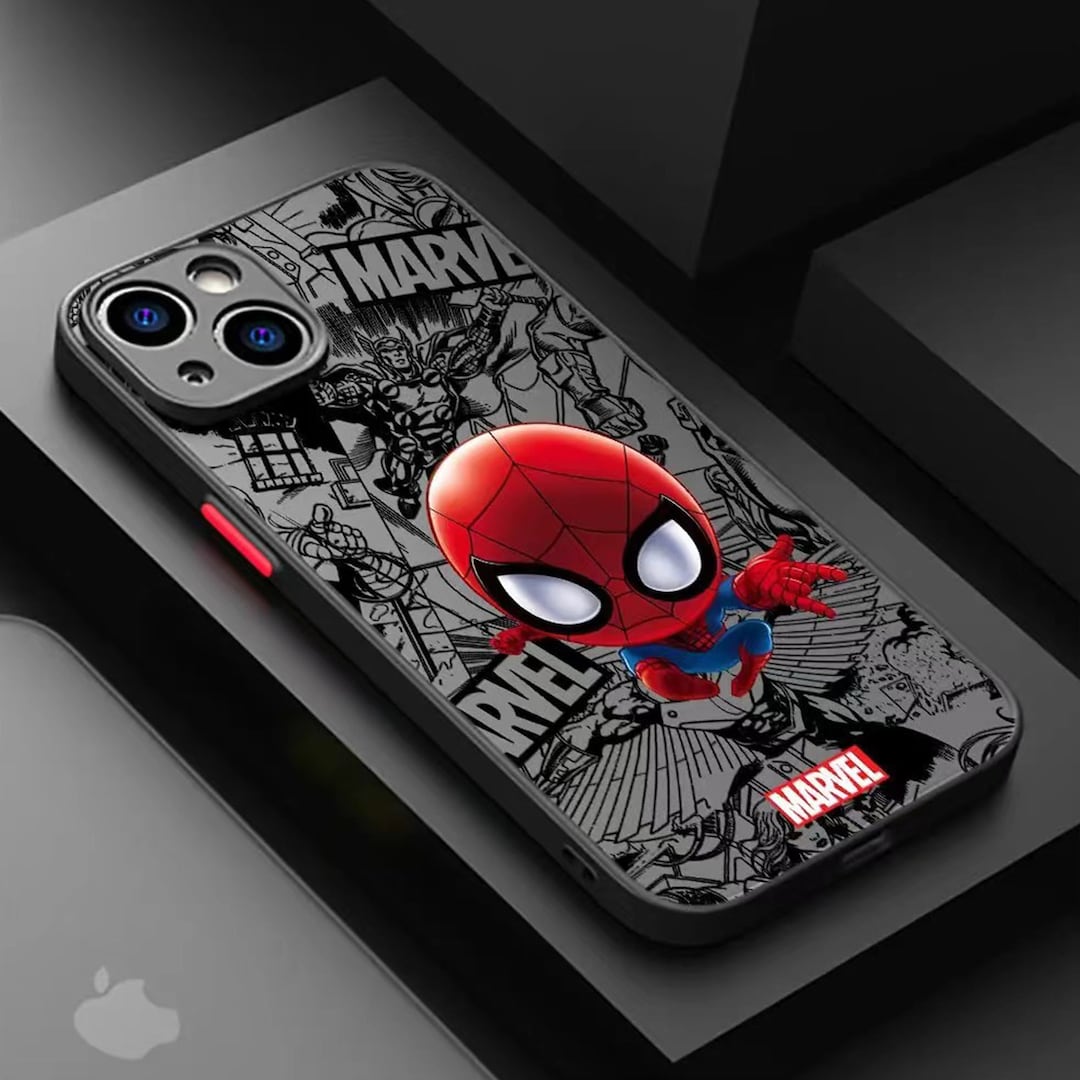 Cartoon Superhero Spider Iron Man, Marvel Phone Case iPhone 15 14 13 12 ...