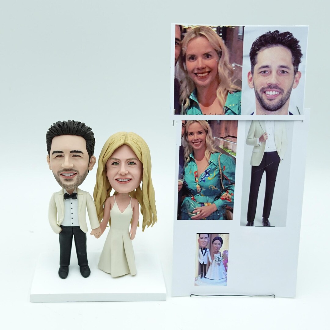 Personalized Wedding Cake Topper Bobbleheads: Custom Couple Figurine - Etsy