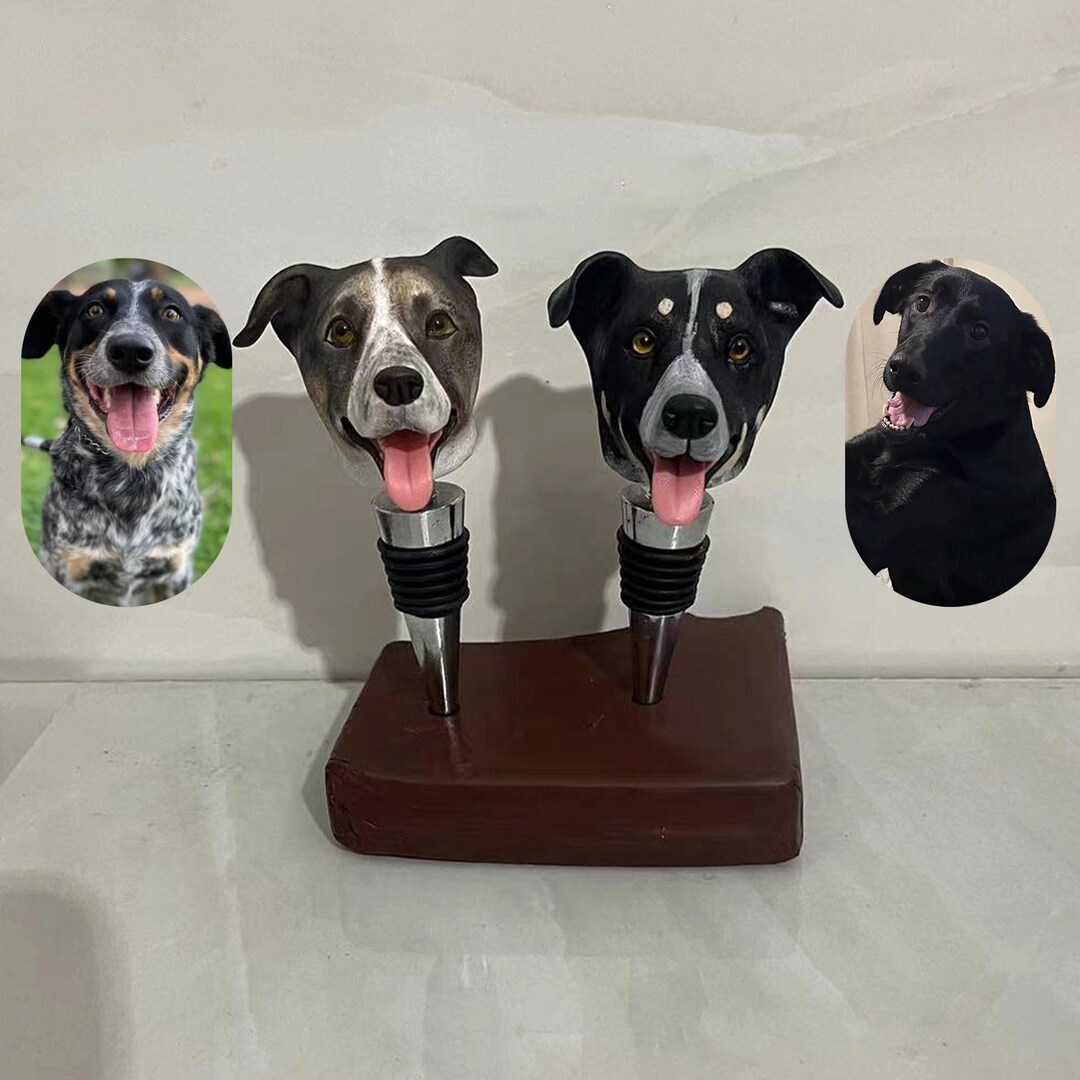 Custom Dog Portrait Wine Stopper: Handmade Clay Pet Memorial Gift - Etsy