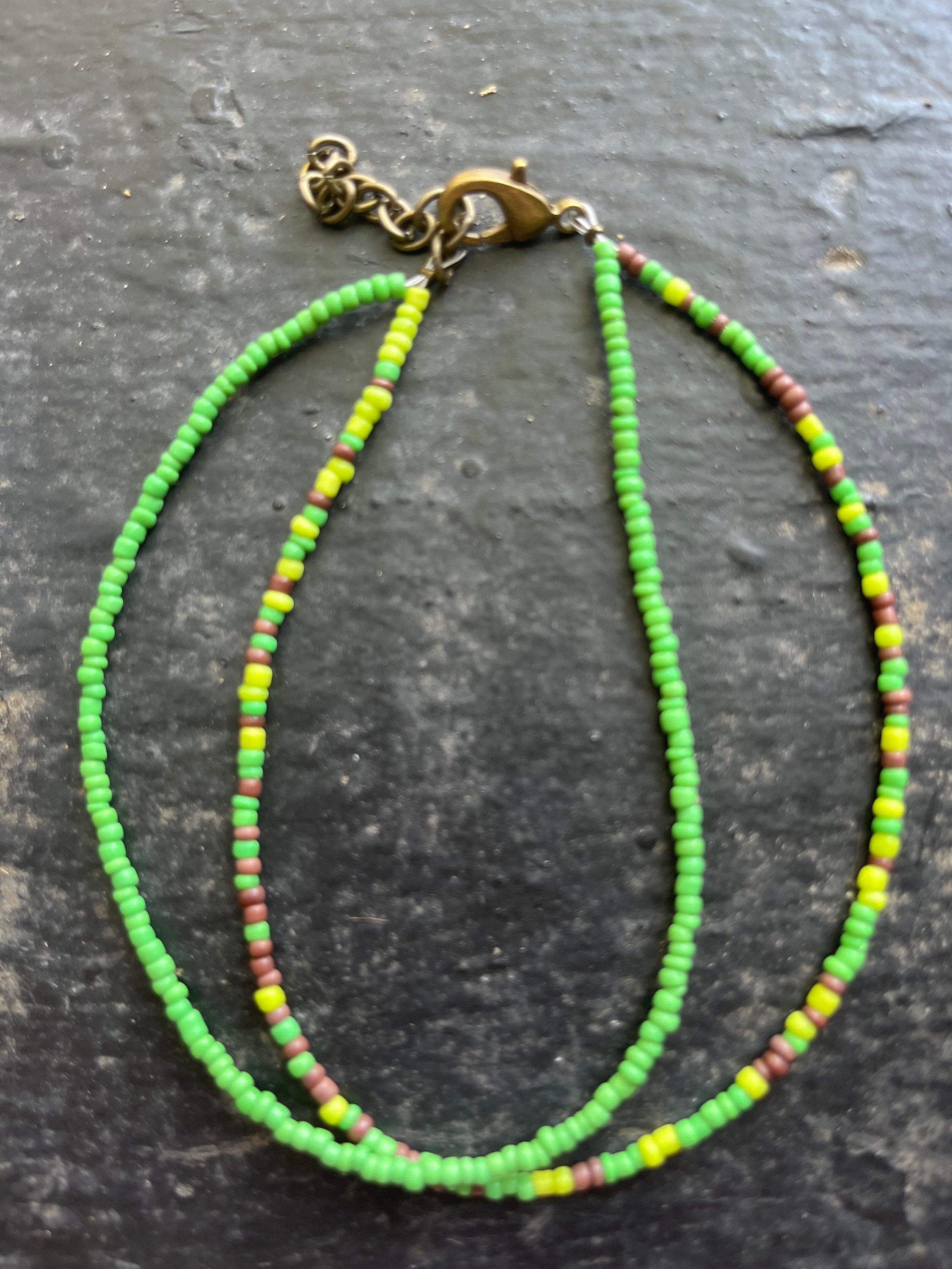 Maasai Bead Anklet, Double Strand, Adjustable Chain, Hand Strung Kenyan ...