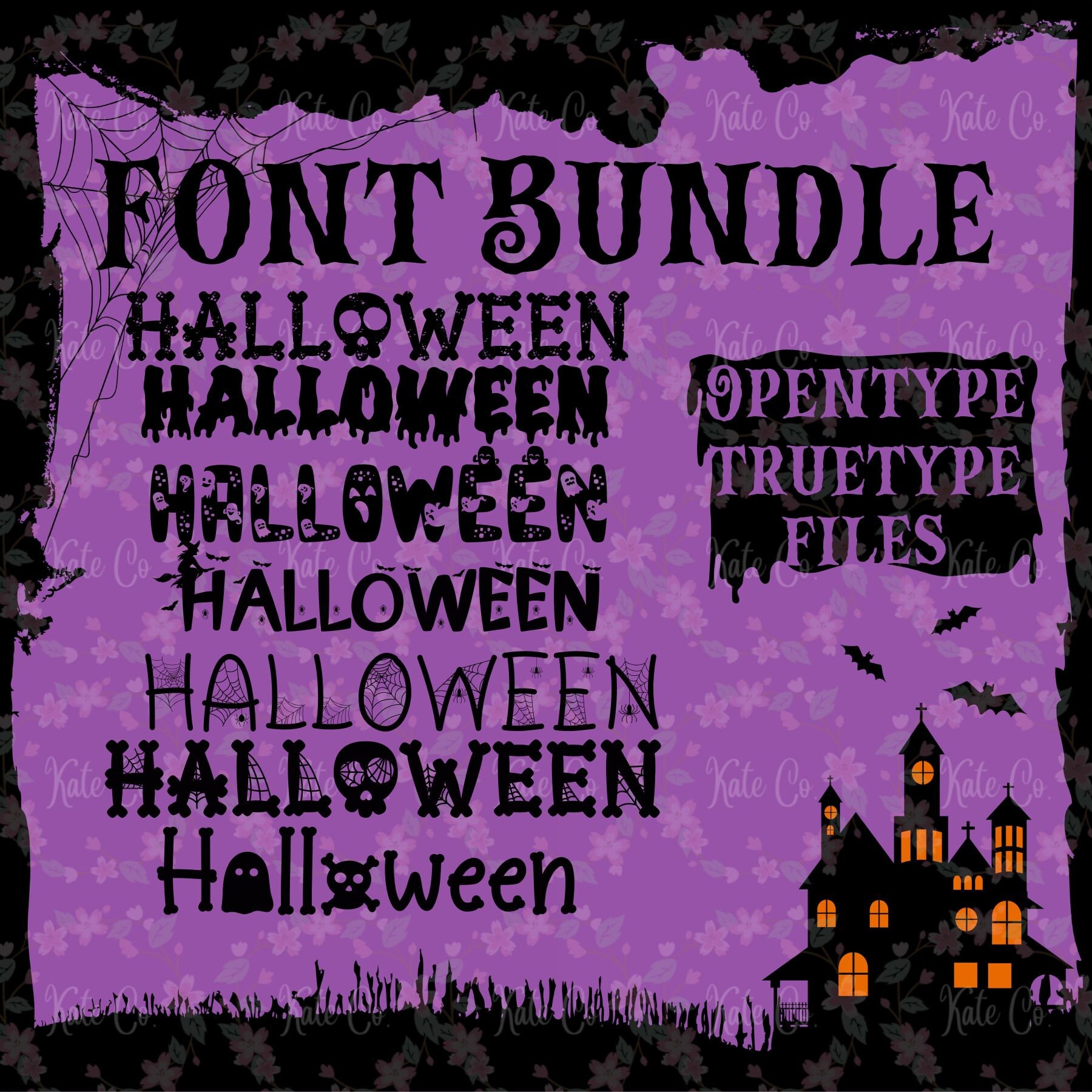 Halloween Font Bundle, Spooky Halloween Fonts, Scary Font Bundle, Scary ...
