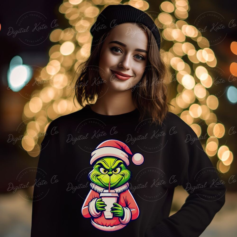 Boujee Grinch PNG, Cute Grinch, Christmas Coffee Svg, Grinchmas ...