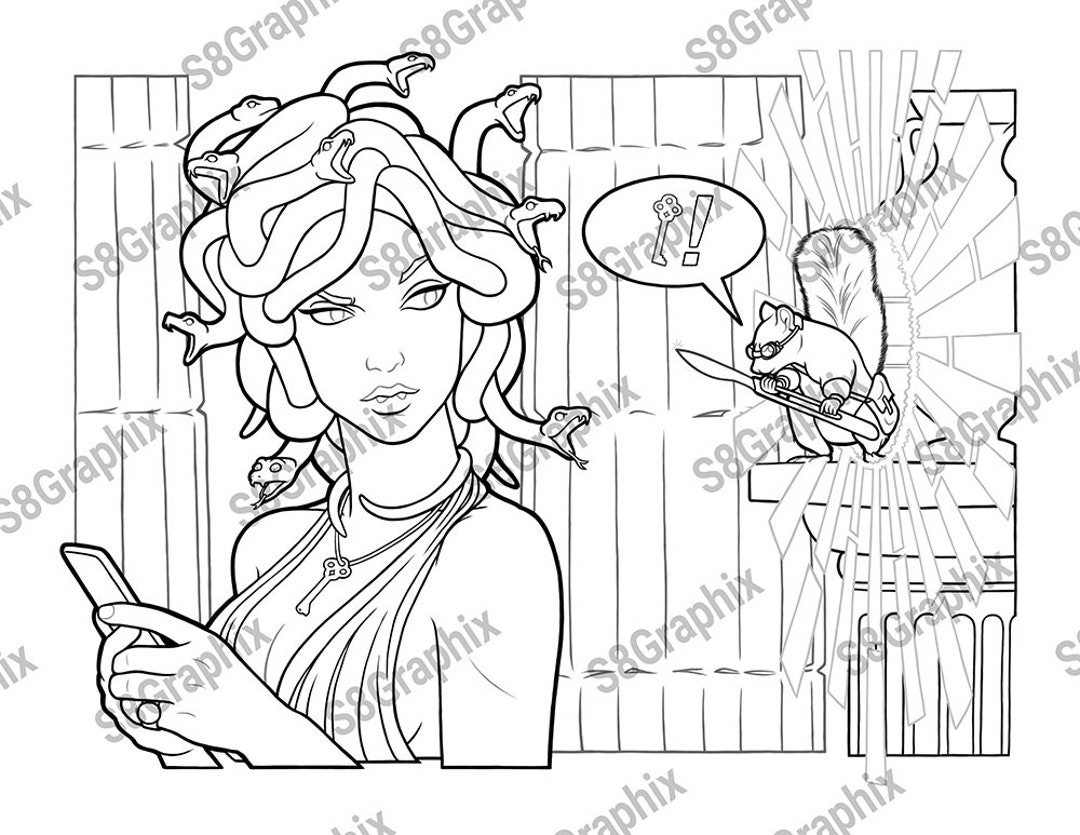 Hand-drawn Adult Coloring Page of Marcel the Squirrel Looking to ...