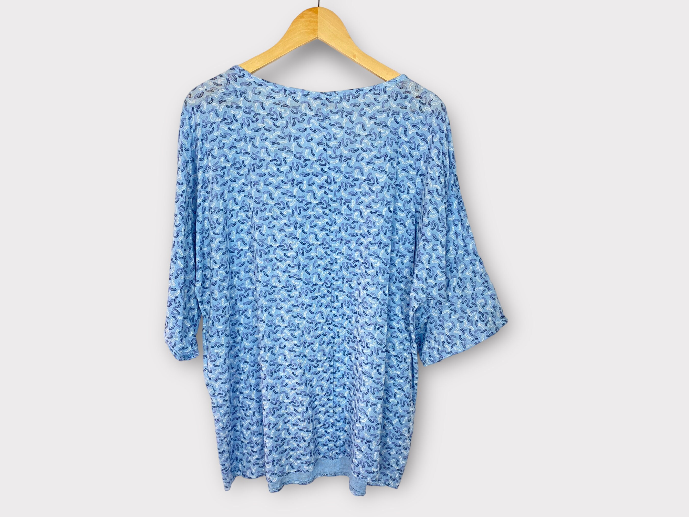 Plus Size Summer 100% Cotton Tunic Top, Boho Blouse 3/4 Sleeves Loose ...