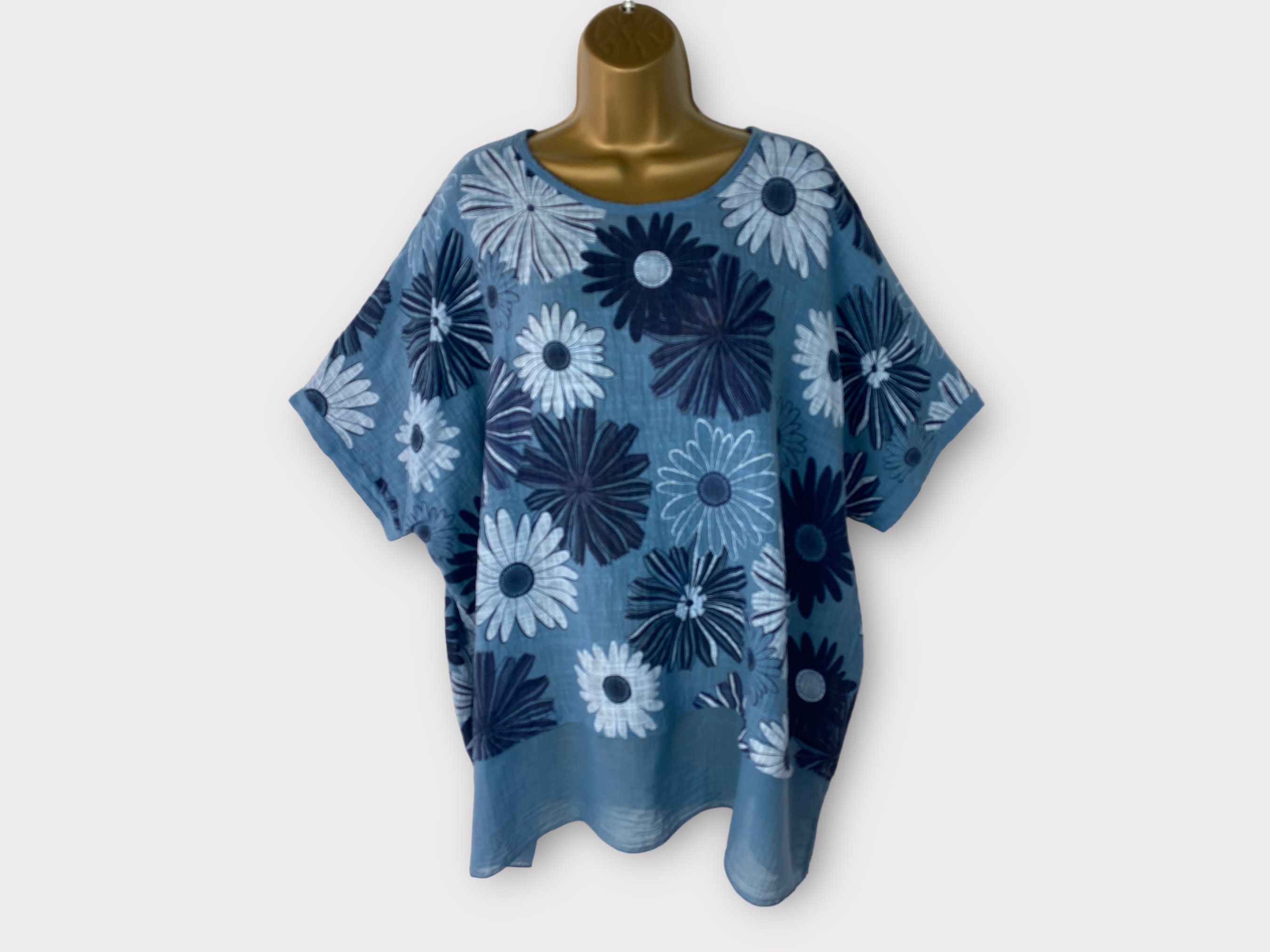 Plus Size Summer Tunic Top, Boho Cool Cotton Blouse for Holidays, Short ...