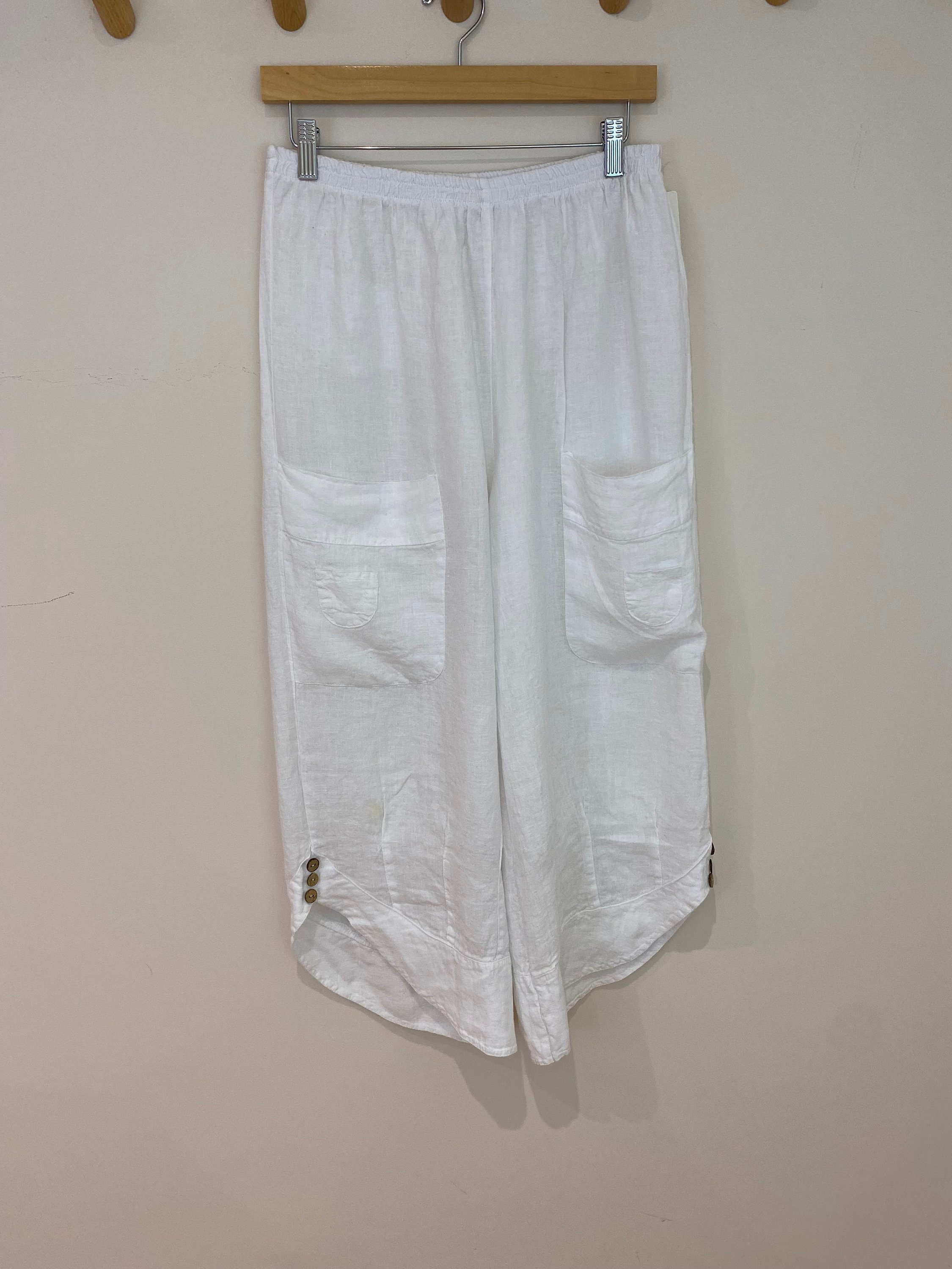 Linen Cropped Pants, Wide Leg Loose Pants, Plus Size Womens Trousers ...