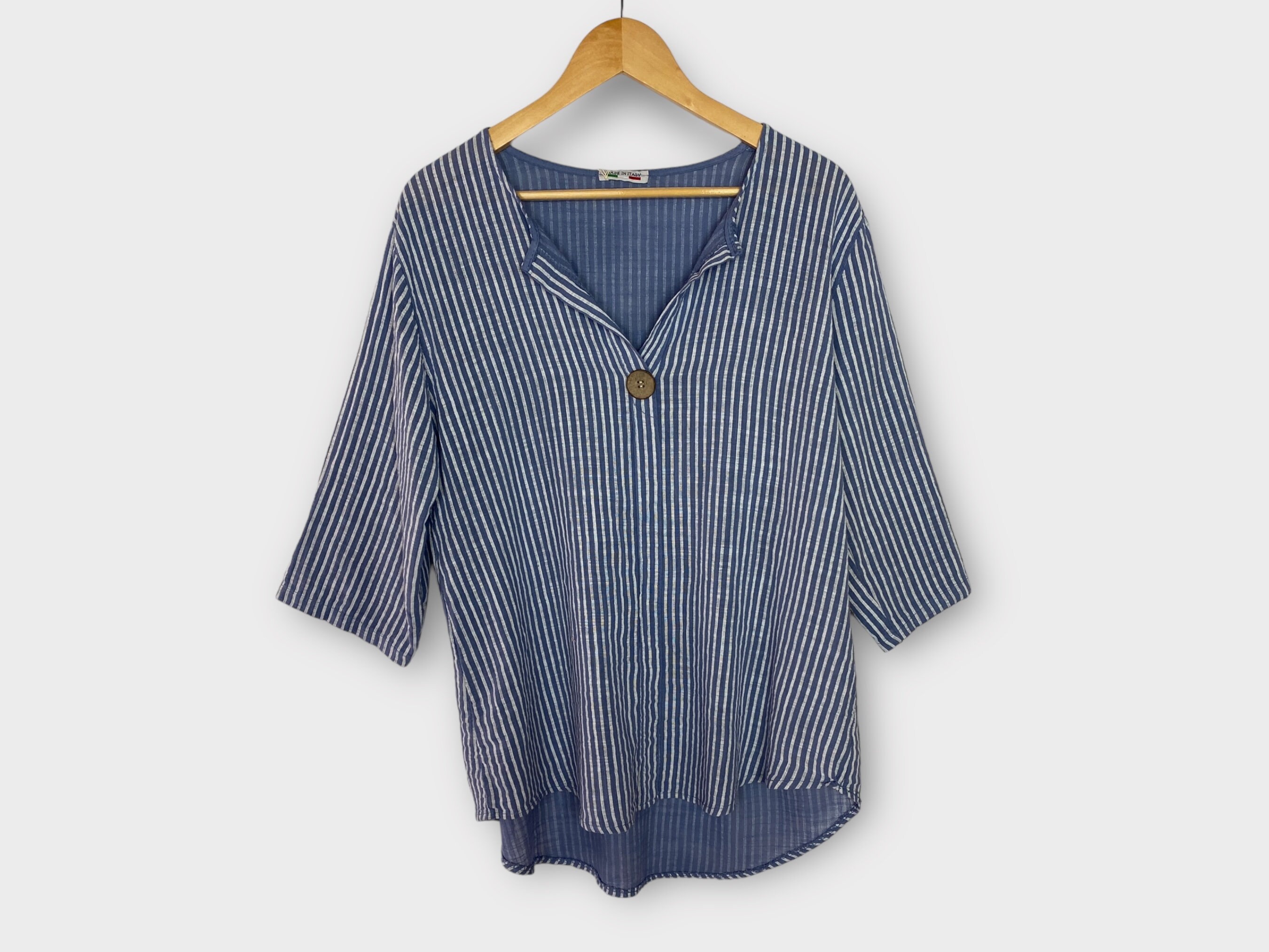 Striped Tunic Top, Boho Blouse, 3/4 Length Sleeve Loose Size 14 16 18 ...