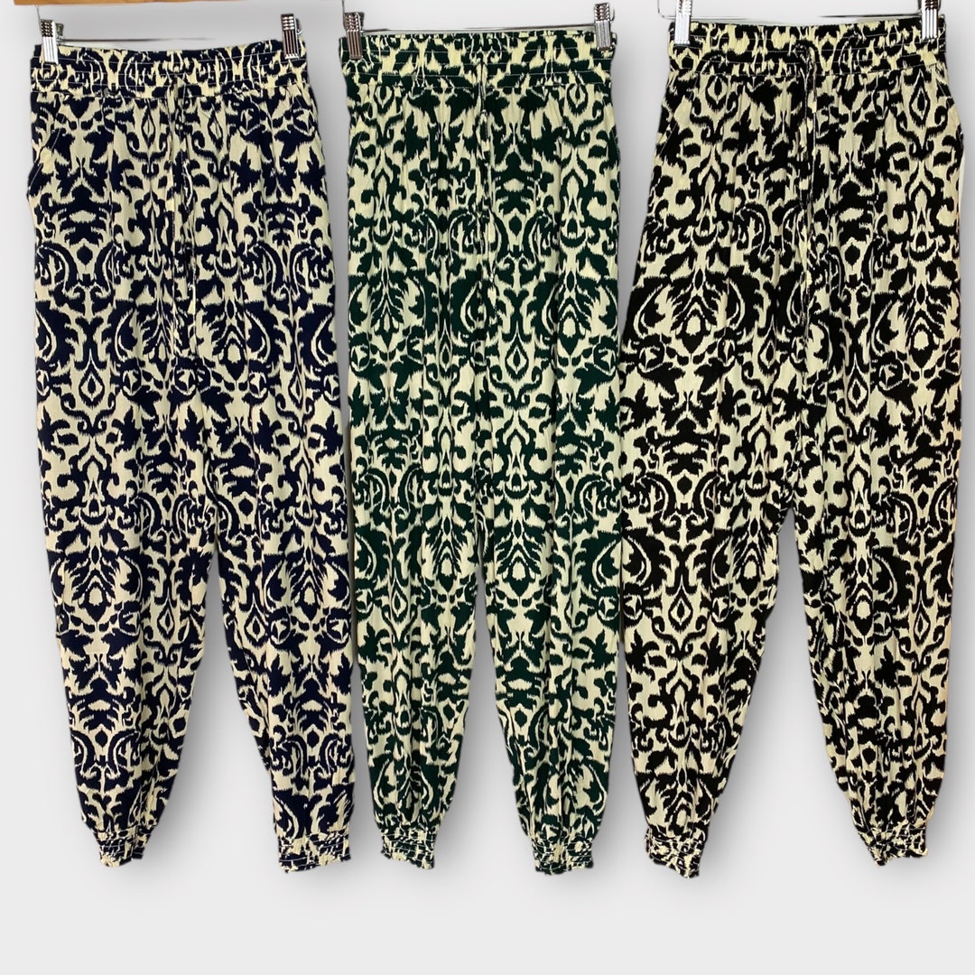 Lightweight IKAT Print Harem Pants, Comfortable Yoga Pockets Trousers ...