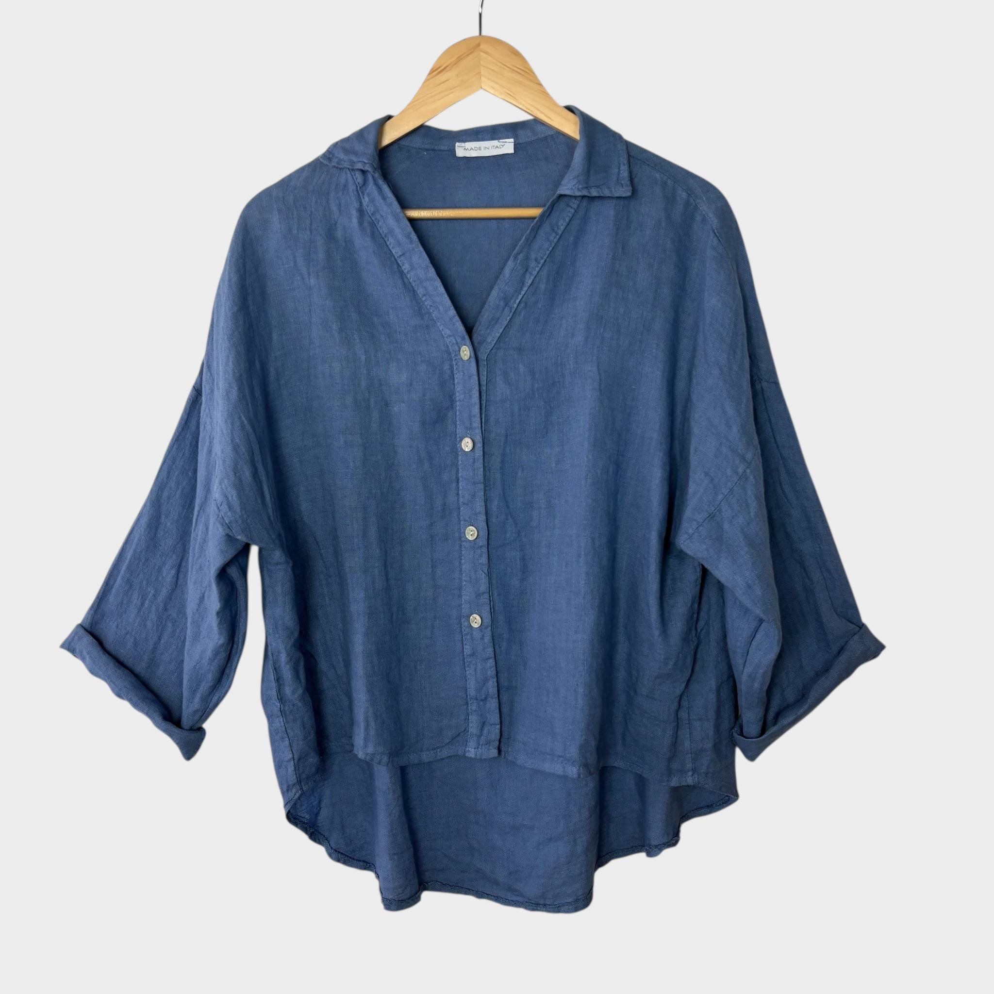 Ladies Italian Linen Blouse | 100% Linen Top | Made in Italy | Relaxed ...