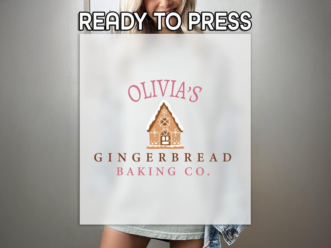 Gingerbread Baking Co Ready to Press DTF, Custom Name Xmas Print, Heat ...