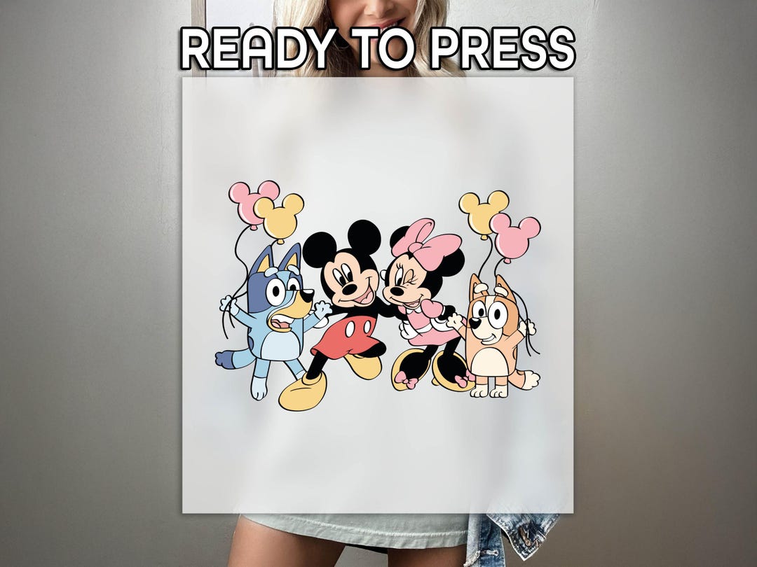 Mickey and Bluey DTF, Bingo Lovers Print, Heat Press DTF Transfer ...