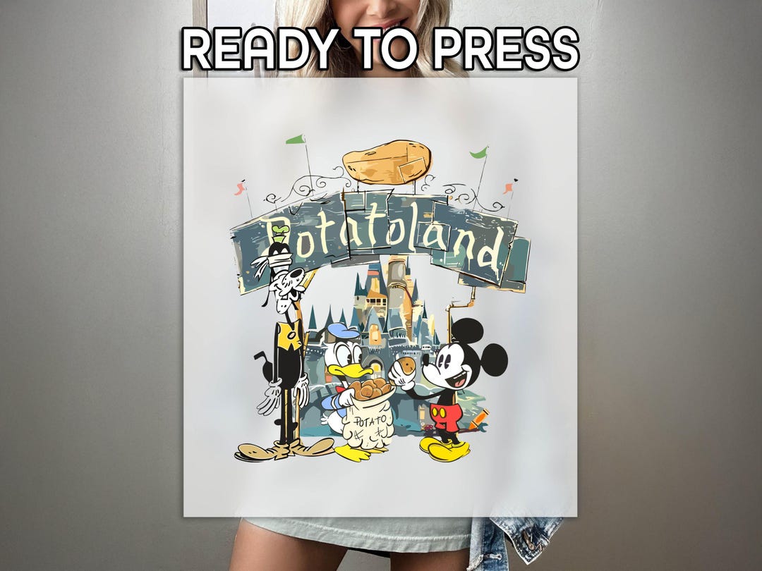 Disney Potatoland DTF, Mickey Mouse Print, Heat Press DTF, Cute Donald ...
