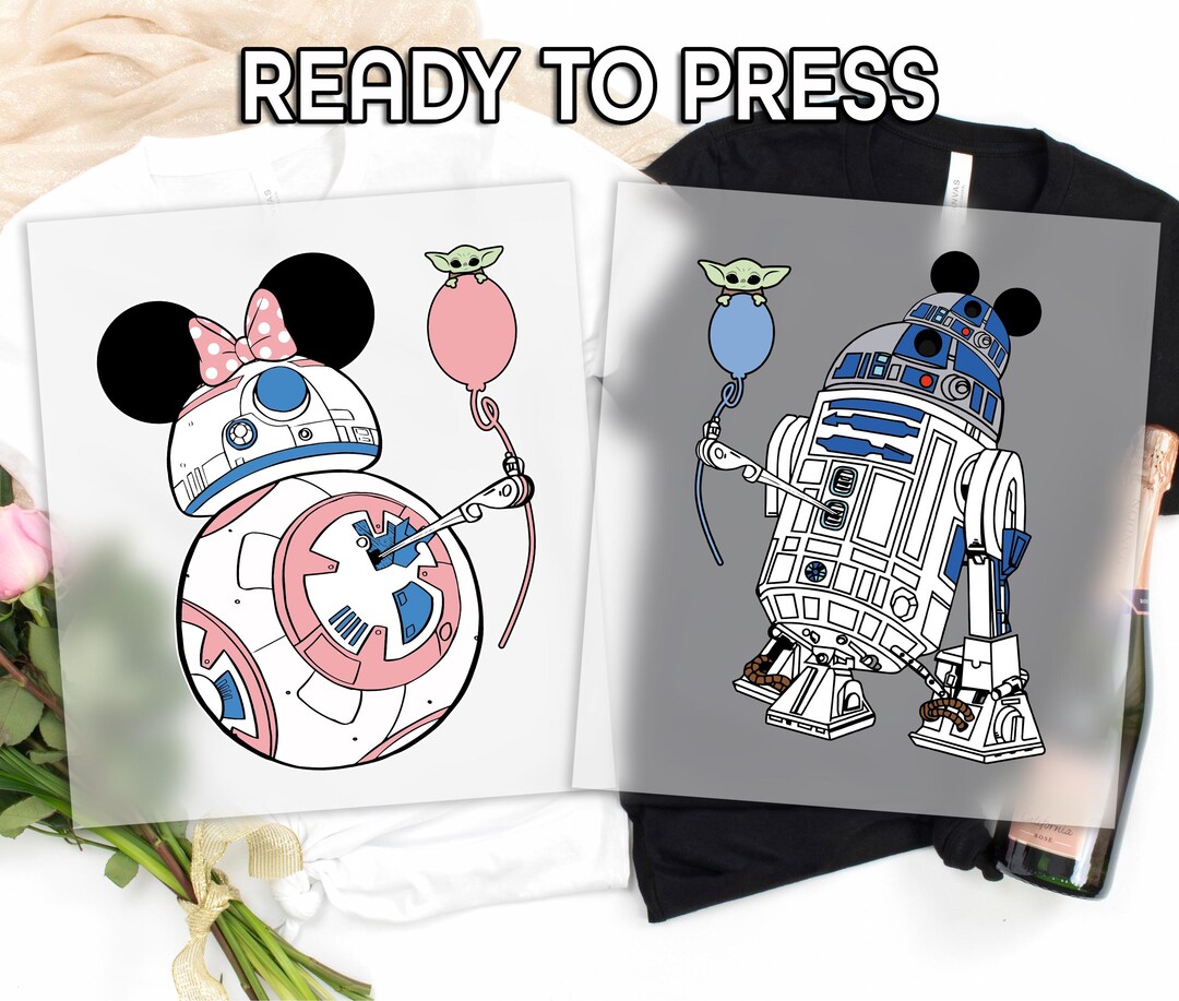 BB8 and R2D2 Ready to Press DTF, Disney Minnie Print, Heat Press DTF ...