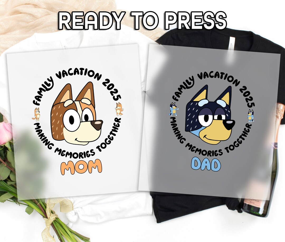 Custom Bluey DTF, Family Match Print, Heat Press DTF Transfer, Special ...