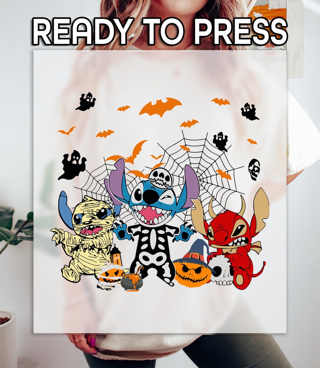 Skeleton Stitch DTF, Stitch Halloween, Disney Stitch Print, Heat Press ...