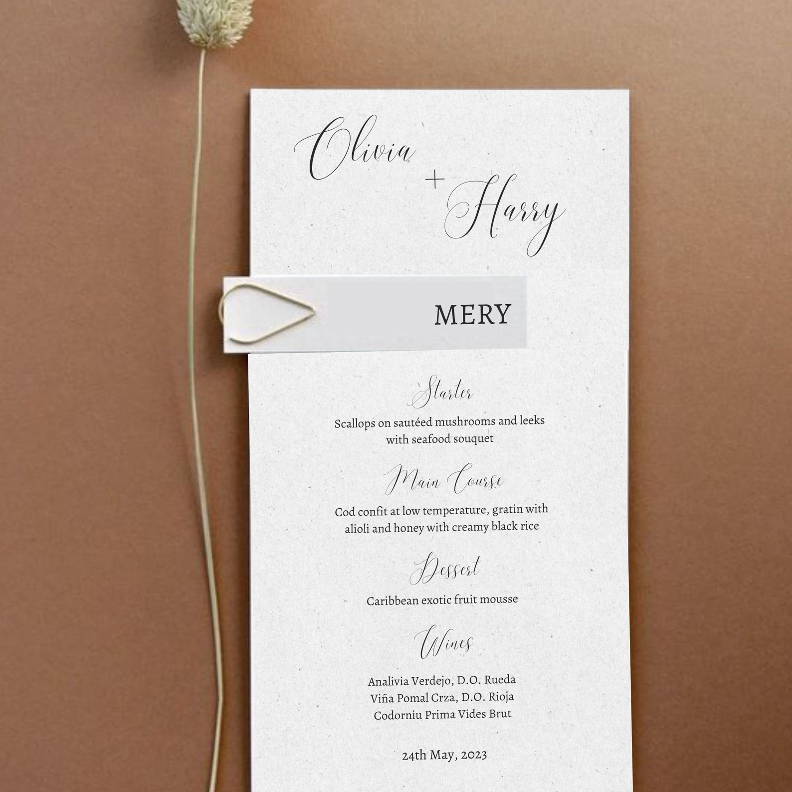 Wedding Menu and Name Card Place Template Modern Elegant - Etsy